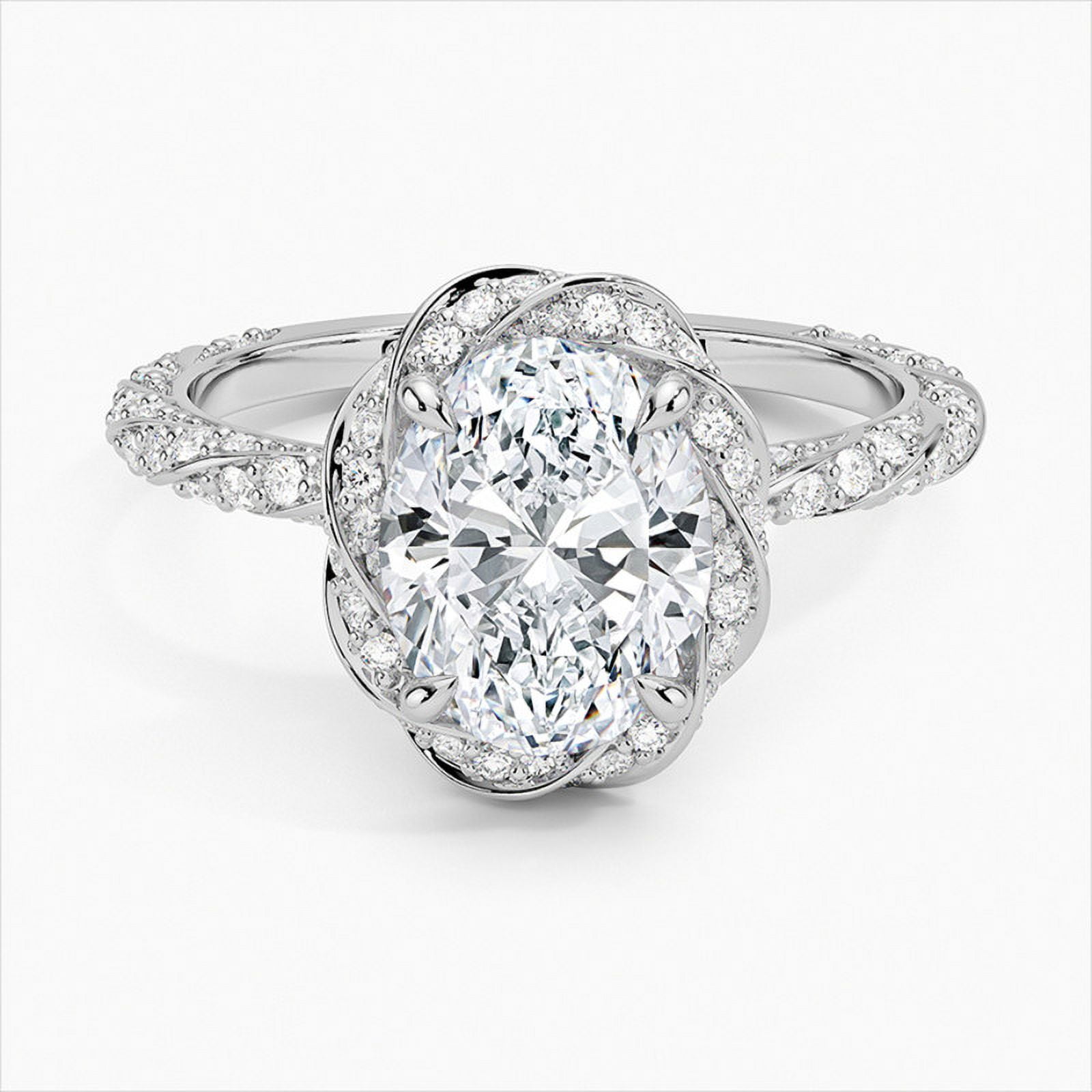 Dash Jewel Excellent 2.1 Ct Oval Cut Diamond Ring - Silver 14K White ...