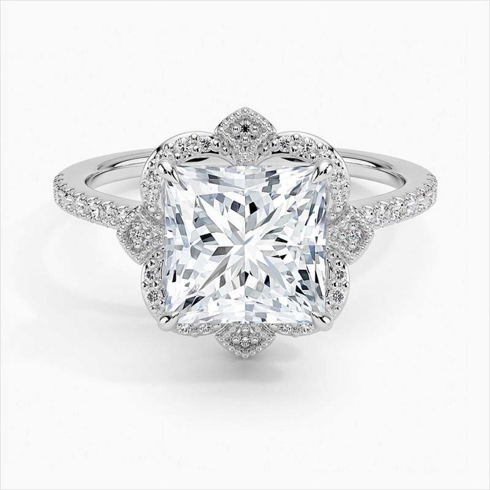 Dash Jewel Floral Diamond Ring for Women's - Silver 14K White Gold ...