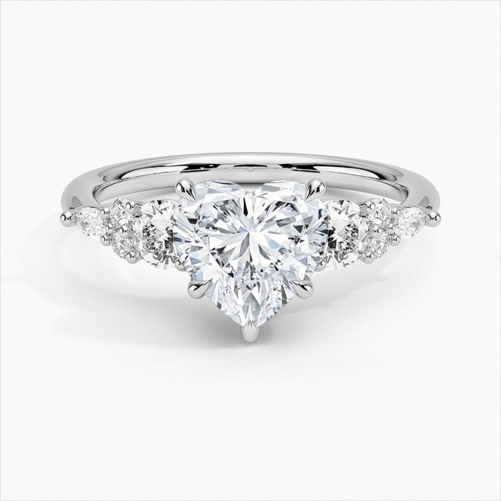 Dash Jewel Heart Cut 2 Ct White Diamond Engagement Ring - 14k White ...