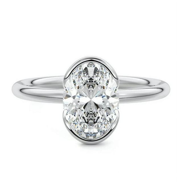 Dash Jewel Oval Cut 2.3 Ct Diamond Rings for Gifts - 14K White Gold ...