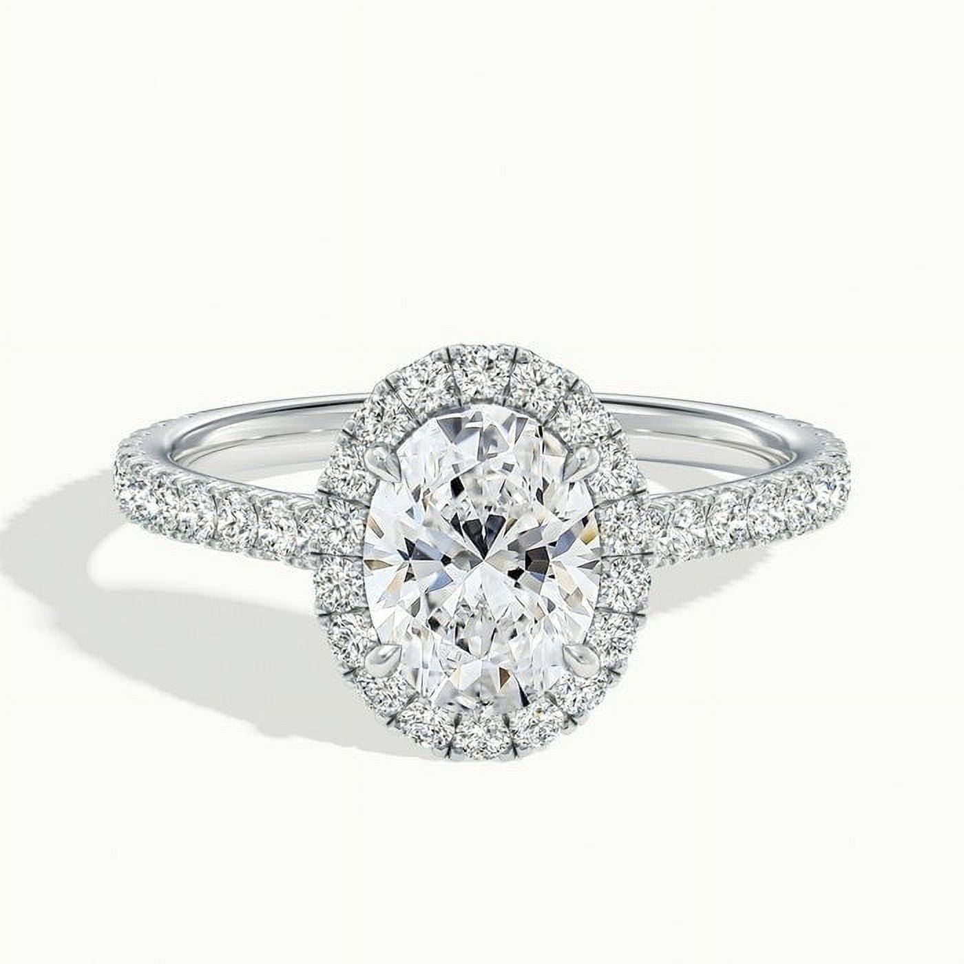 Dash Jewel Oval Cut 2 Ct Engagement Ring - Lab-Created Simulated Diamond with Accent Stones ...