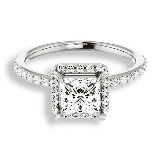 Dash Jewel Princess Cut 1.8 Ct Lab Created Diamond Rings - 14K White ...