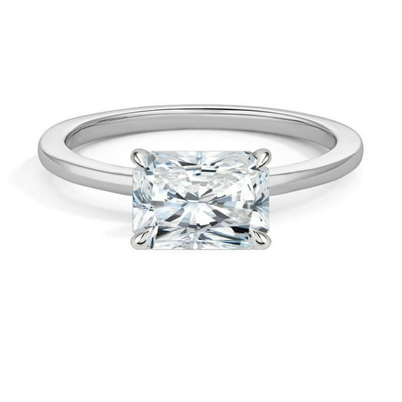 Dash Jewel Silver 14K White Gold Over Ring - Radiant Cut Excellent 1.9 ...