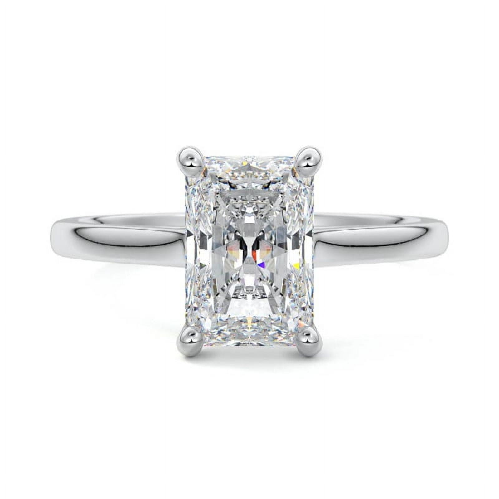 Dash Jewel Silver 14K White Gold Plated Diamond Rings - Emerald Cut ...