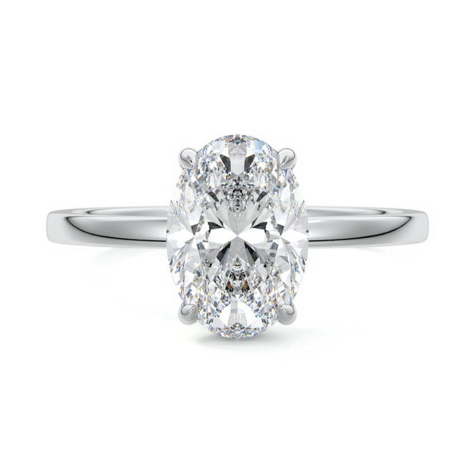 Dash Jewel Silver 14K White Gold Plated Ring - Excellent 1.9 Ct Oval ...