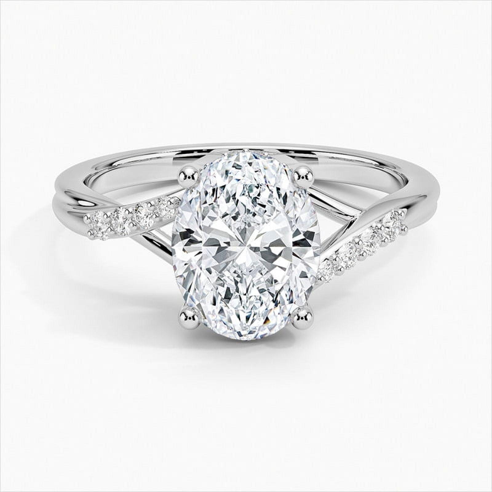 Dash Jewel Silver 14K White Gold Plated Rings - Excellent 2 Ct Oval Cut Diamond Rings - Split ...