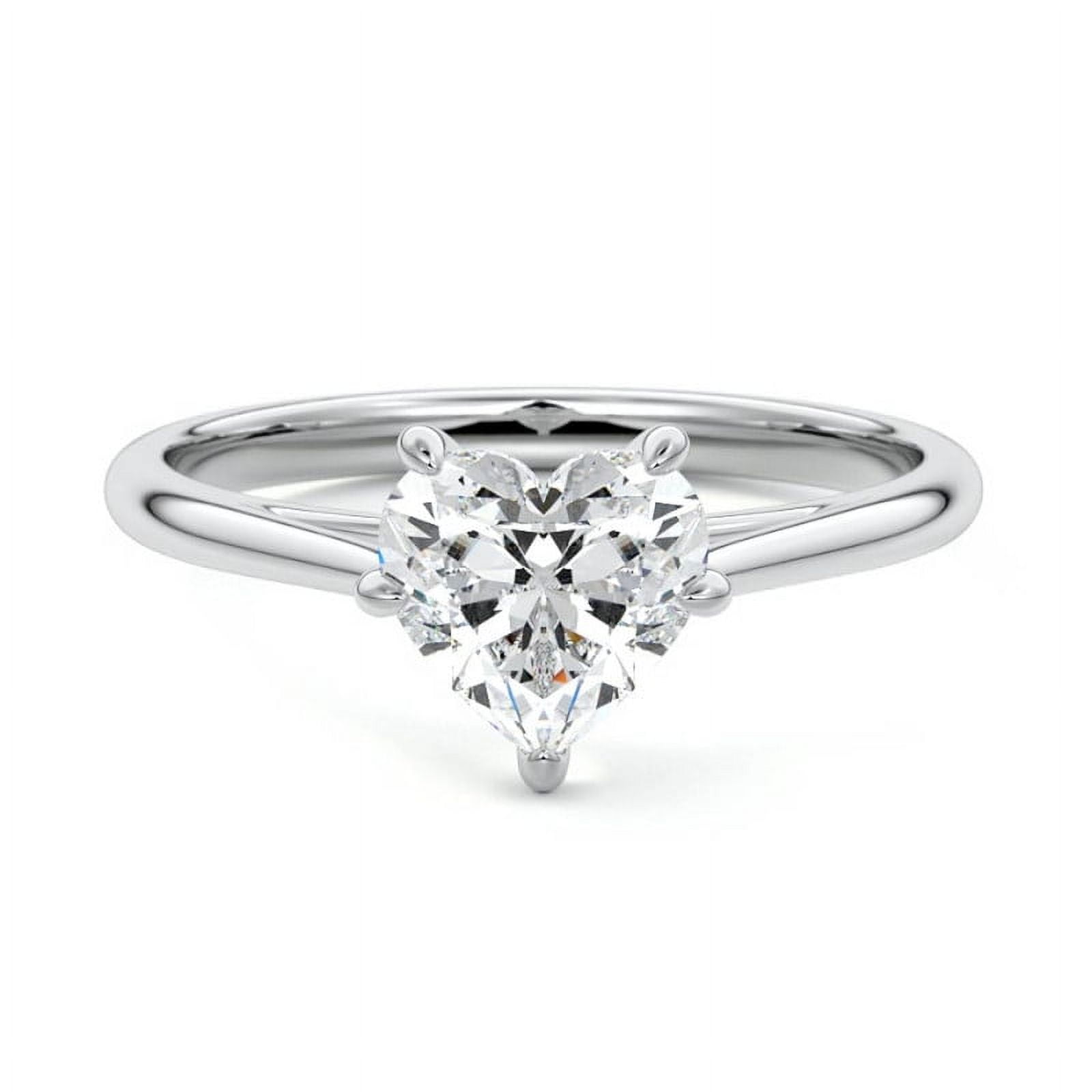 Dash Jewel Silver 14K White Gold Plated Rings - Heart Cut Excellent 1.9 Ct Diamond Ring For ...