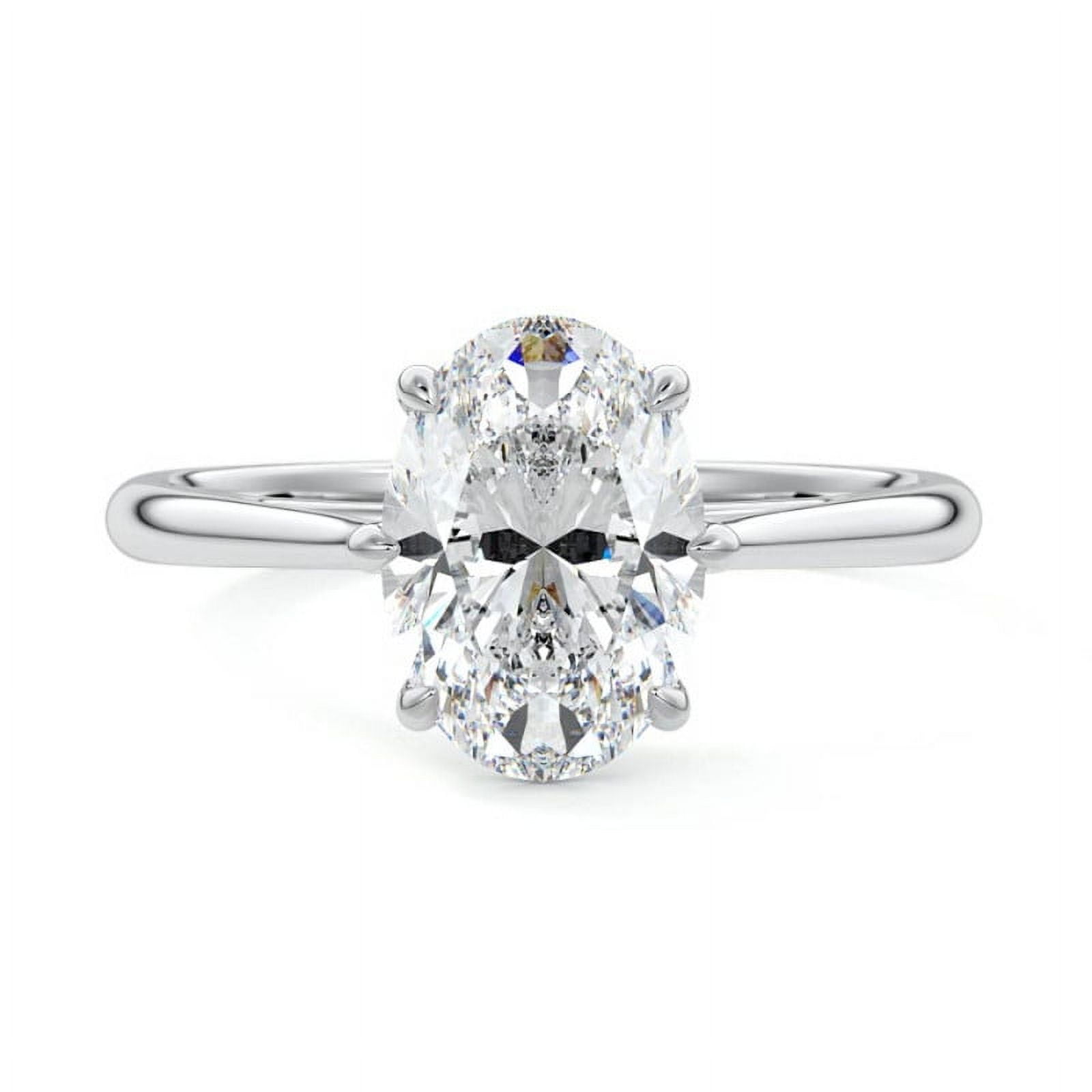 Dash Jewel Silver 14K White Gold Plated Rings - Oval Cut Excellent 2 Ct Diamond Rings For Women ...