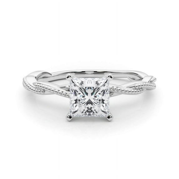 Dash Jewel Stamped 14k Silver Diamond Engagement Ring - 1.8 Ct Princess ...