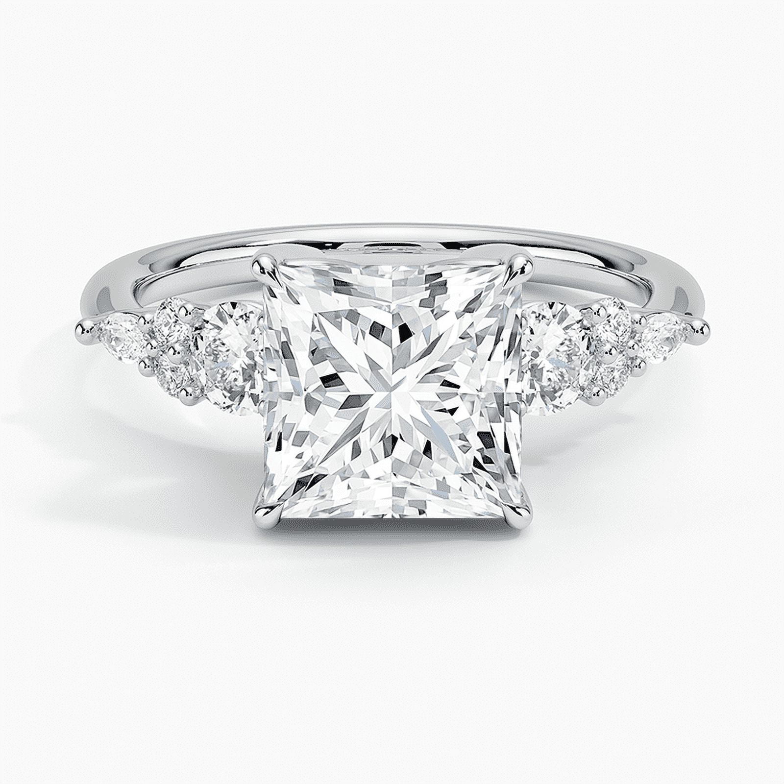 Dash Jewel Stamped 14k Silver Diamond Wedding Ring - Princess Cut 1.8 Ct Lab Created Diamond ...
