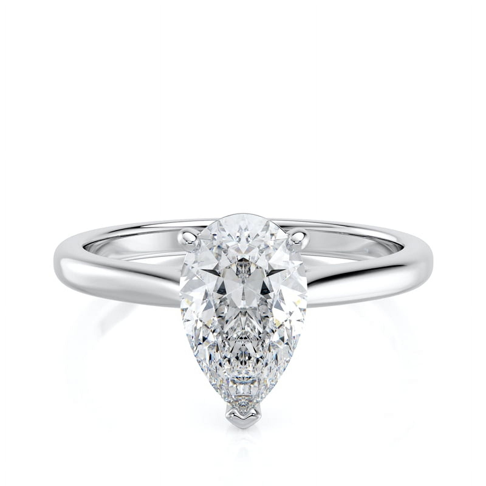 Dash Jewelry 1.29 Ct Pear Cut Solitaire Engagement Ring - 14K White Gold Plated Moissanite ...
