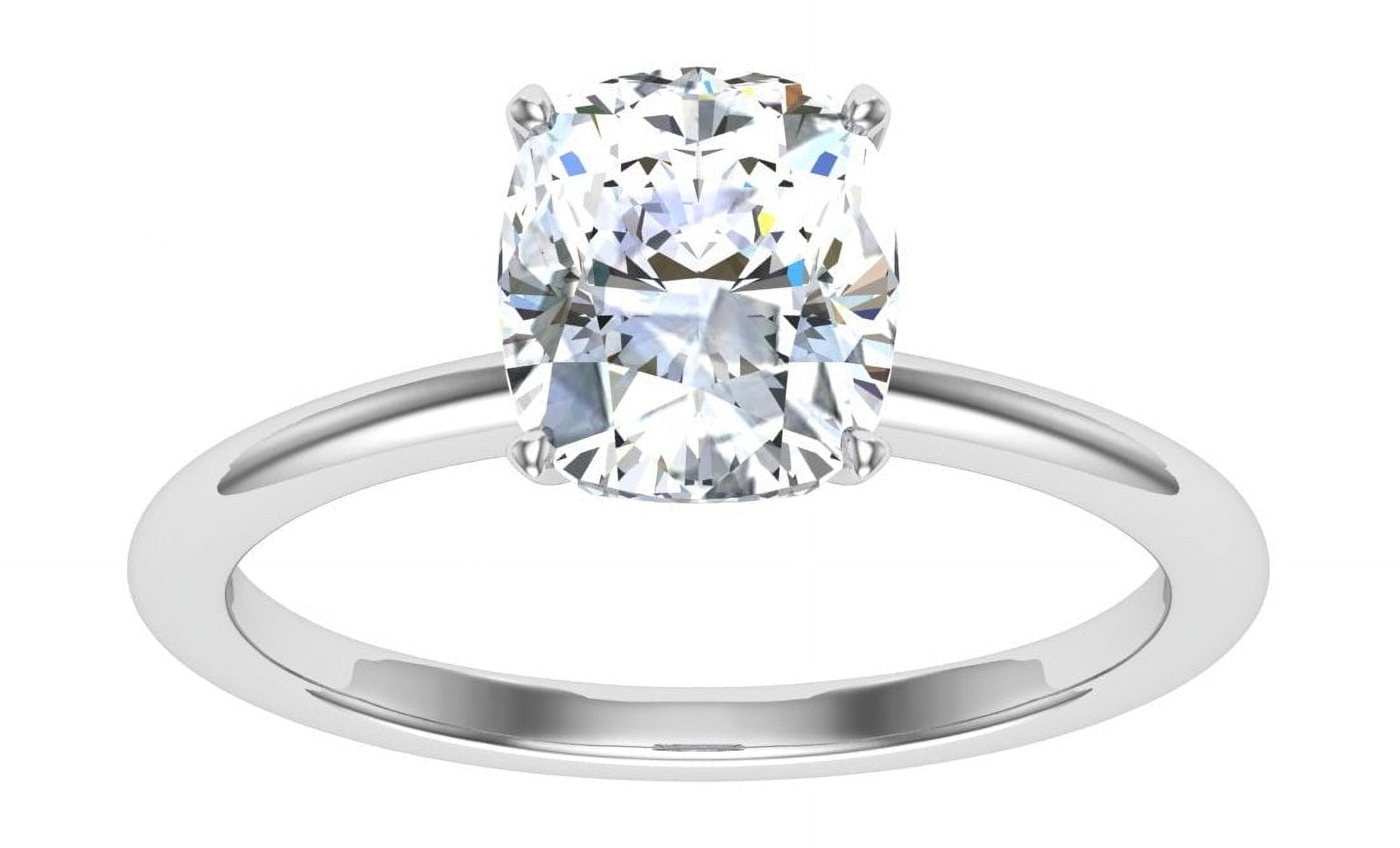 Dash Jewelry 1.6 Ct Moissanite Cushion Cut Moissanite Ring - Prong Set 14K White Gold Plated ...