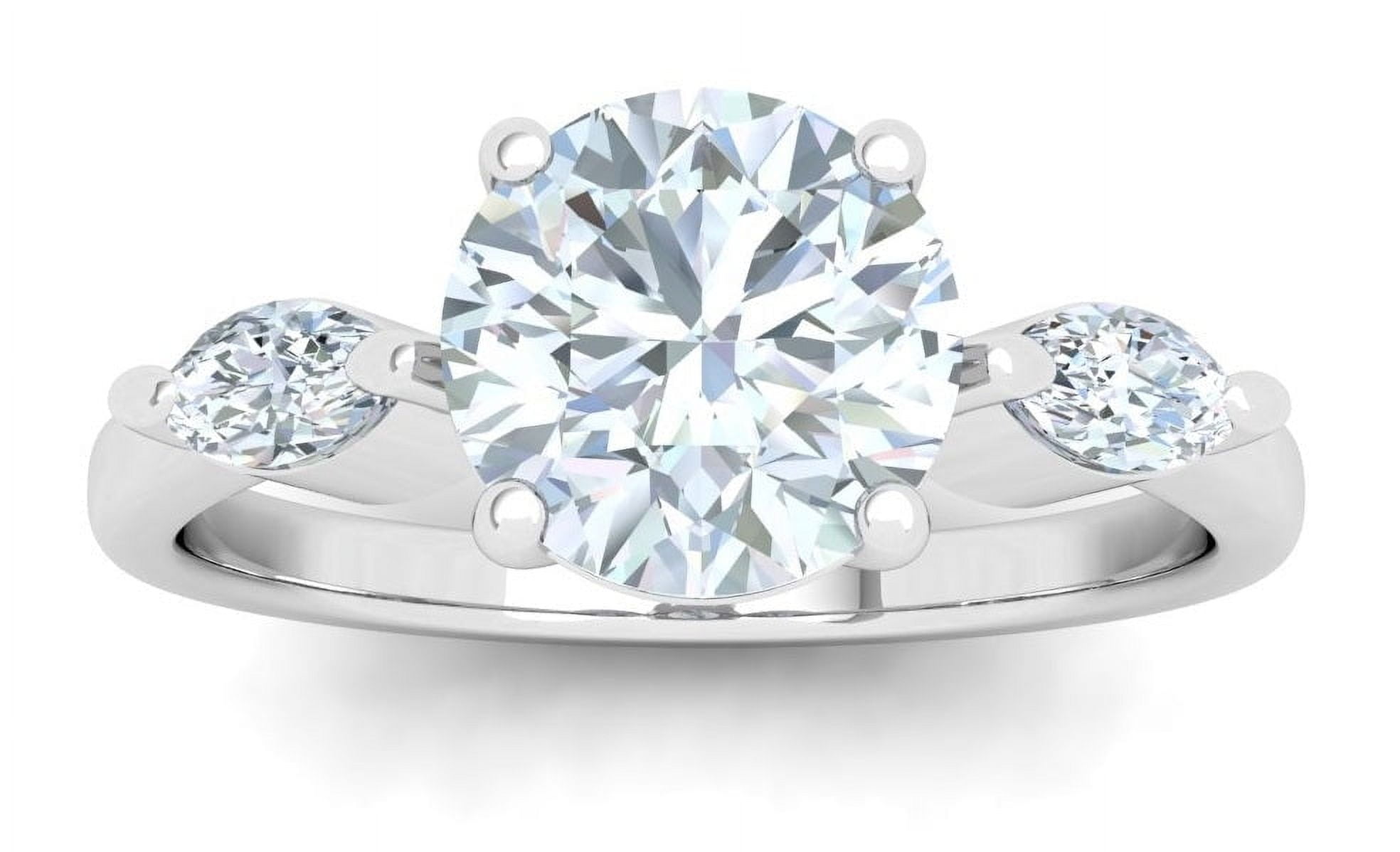 Dash Jewelry 1.8 Ct Moissanite Ring - 14K White Gold Plated Round Cut 3 ...