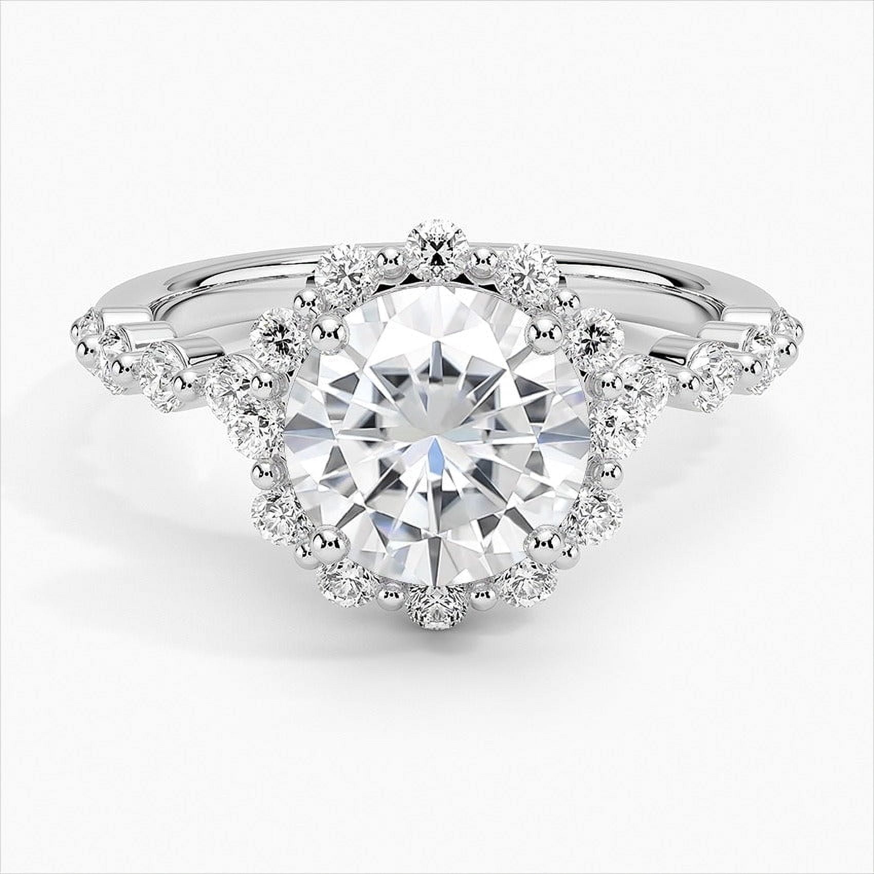 Dash Jewelry 1.8 Ct Moissanite Ring - 14K White Gold Plated Round Cut Hidden Moissanite ...