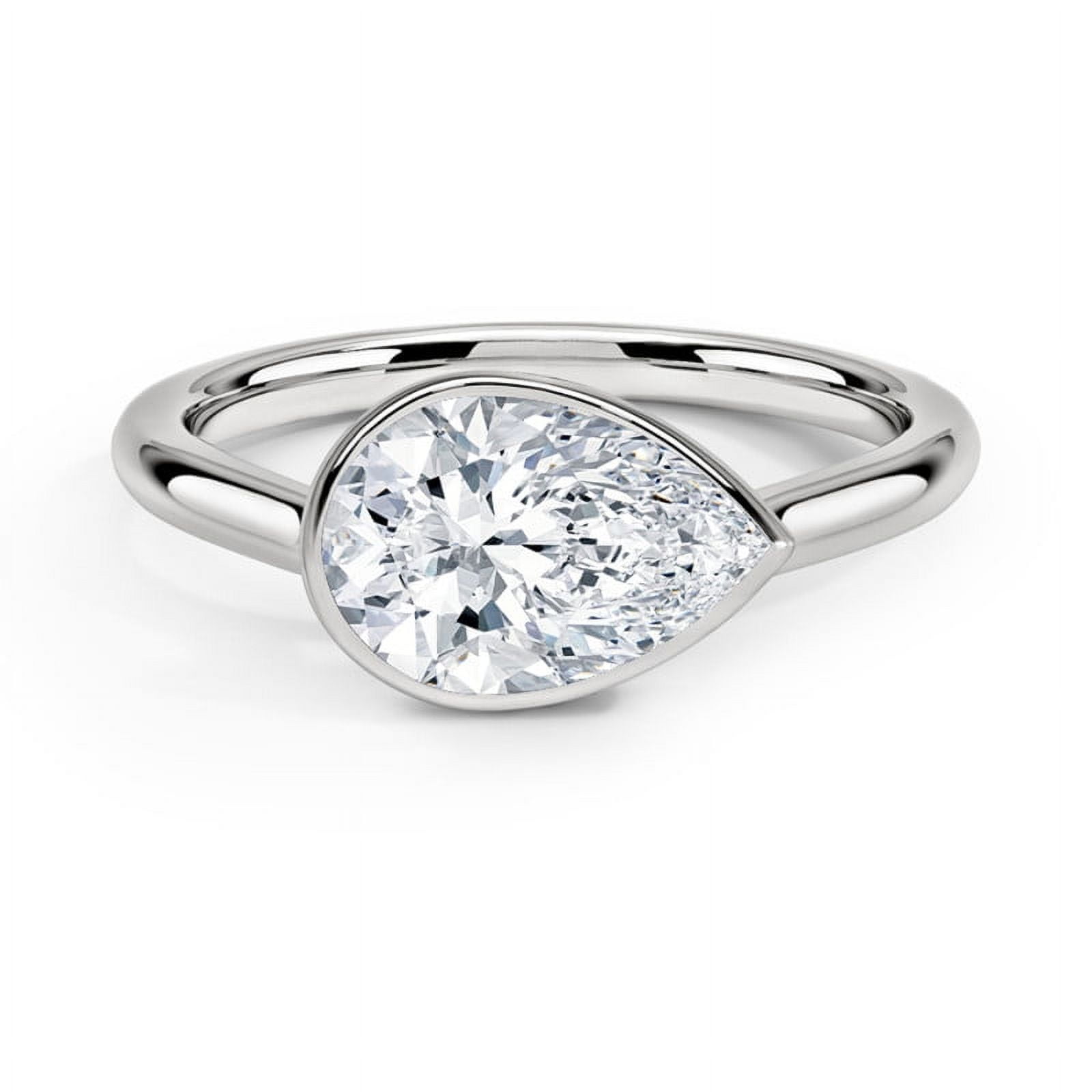 Dash Jewelry 1.9 Ct Pear Cut Moissanite Rings for Her - 14K White Gold Plated Rings - Bezel Set ...