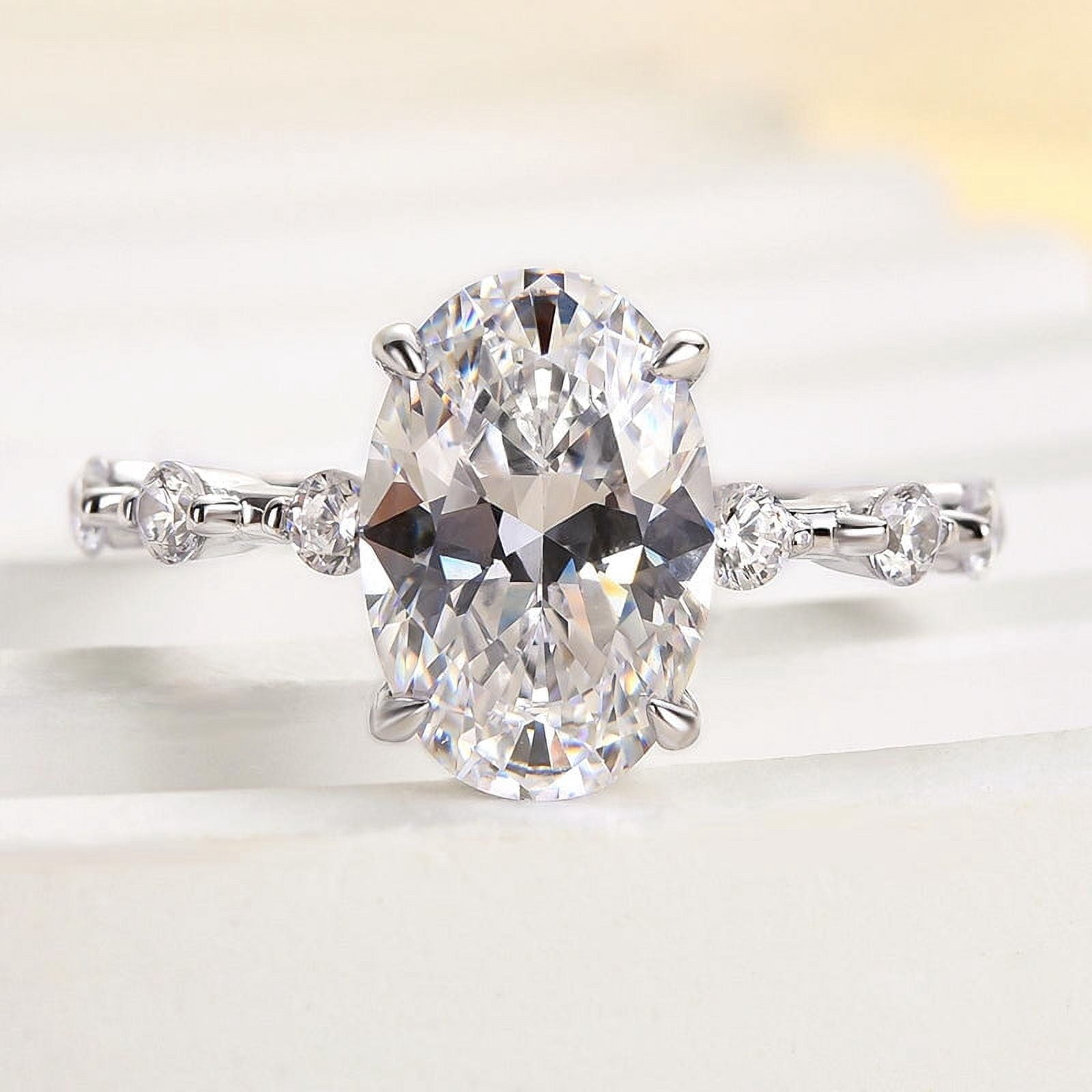 Dash Jewelry 14K White Gold Plated 2 Ct Moissanite Wedding Ring - Oval ...
