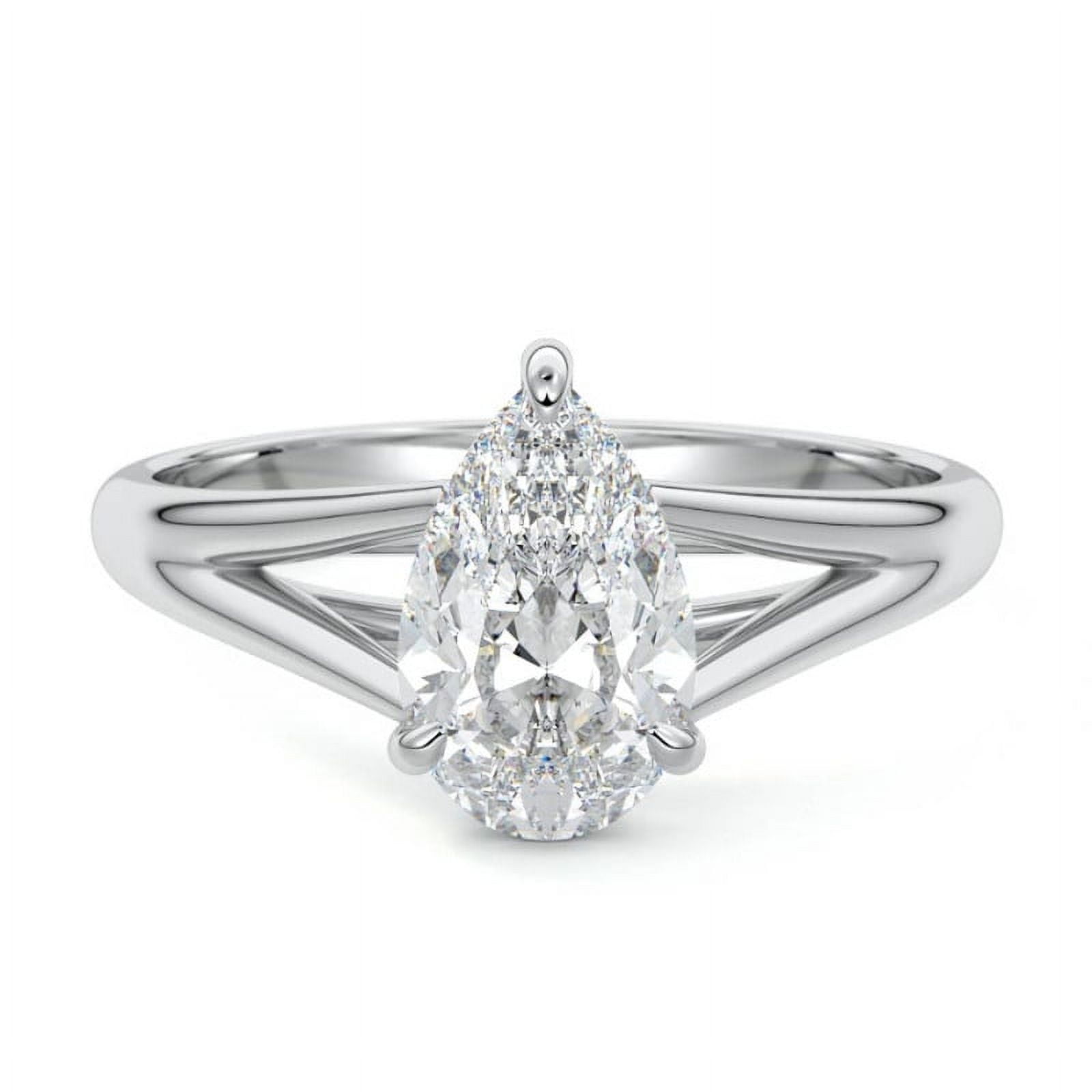 Dash Jewelry 14K White Gold Plated Anniversary Ring for Wife - 1.8 Ct Pear Cut Moissanite ...