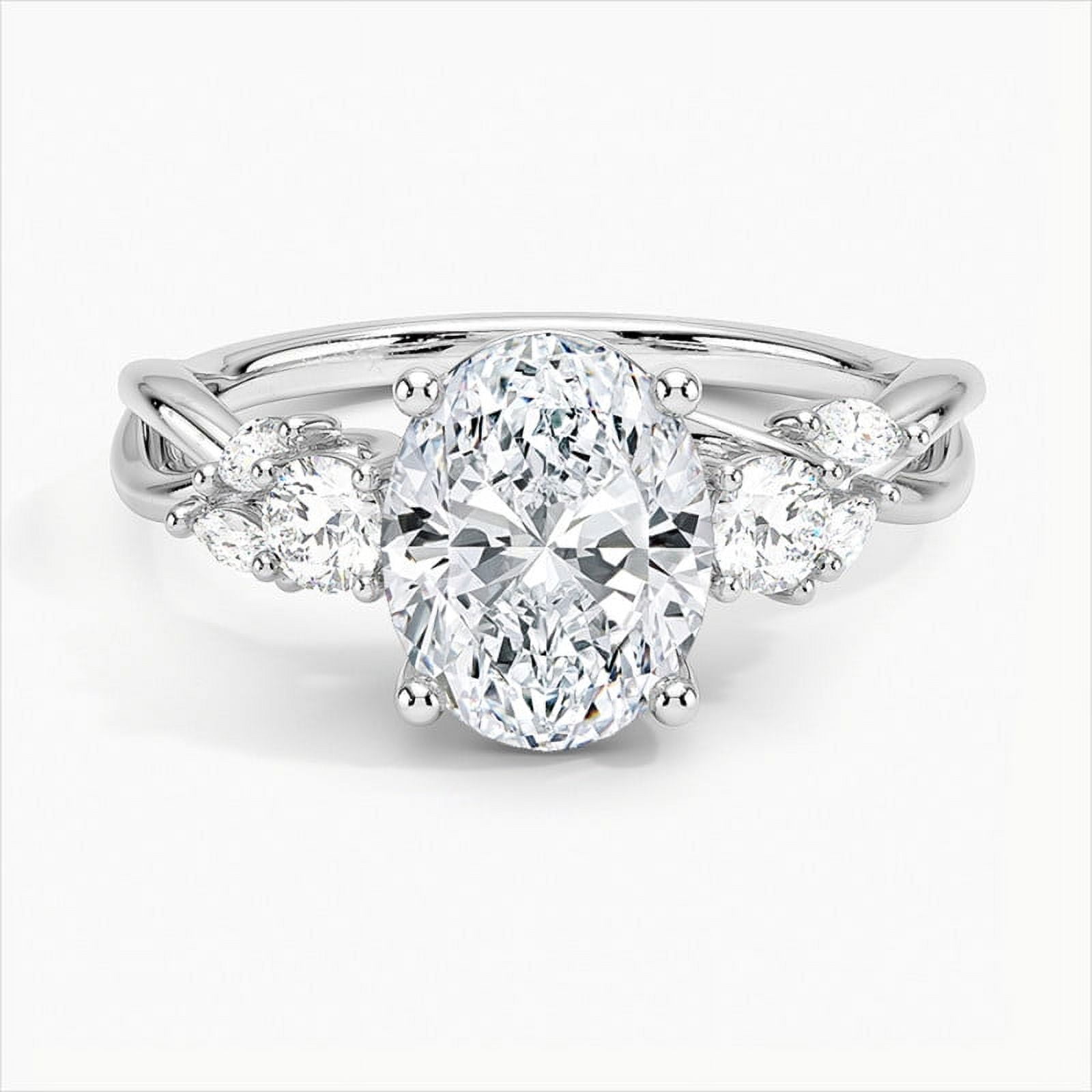 Dash Jewelry 14K White Gold Plated Rings - 2.1 Ct Oval Cut Moissanite ...