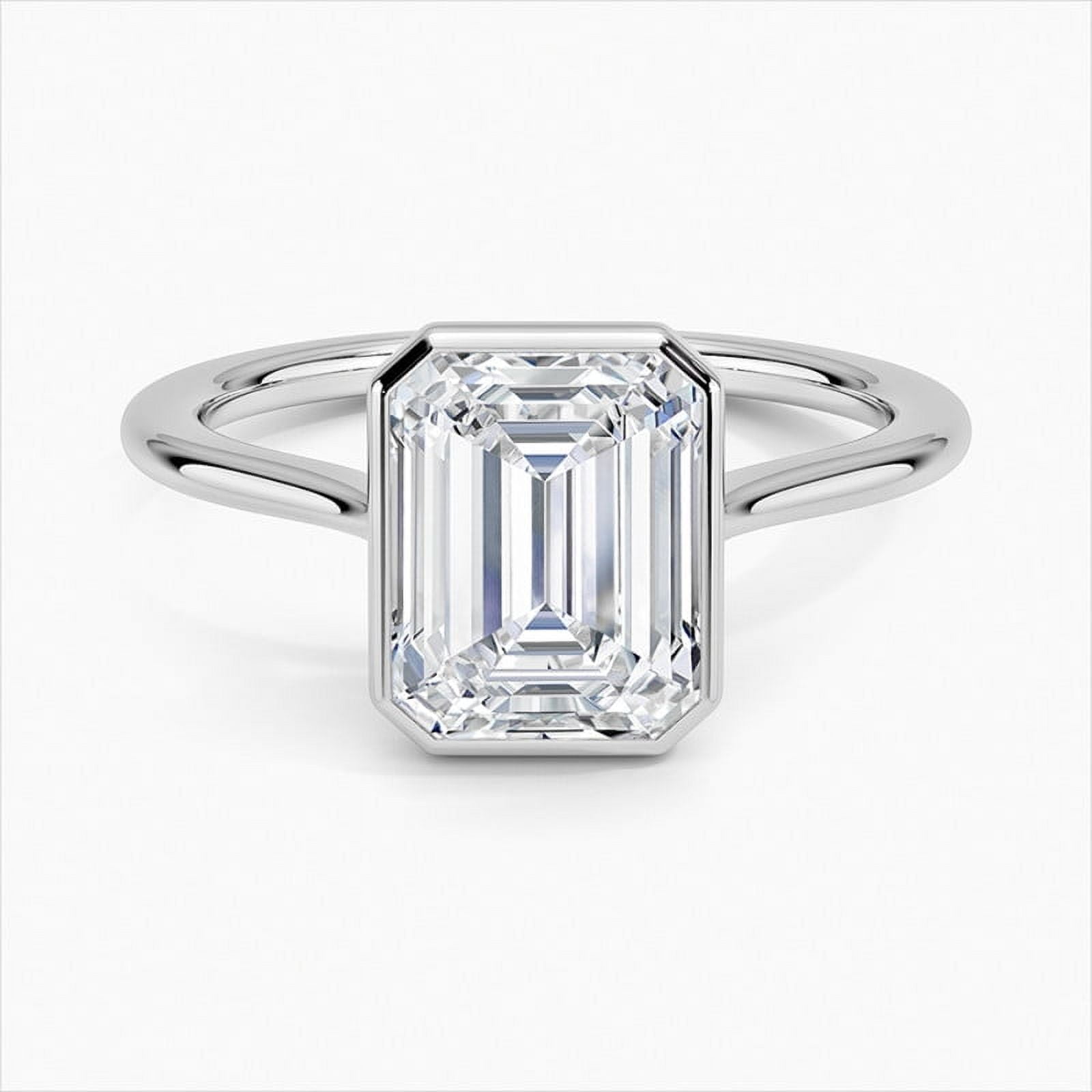 Dash Jewelry 14K White Gold Plated Rings - 2 Ct Emerald Cut Moissanite ...