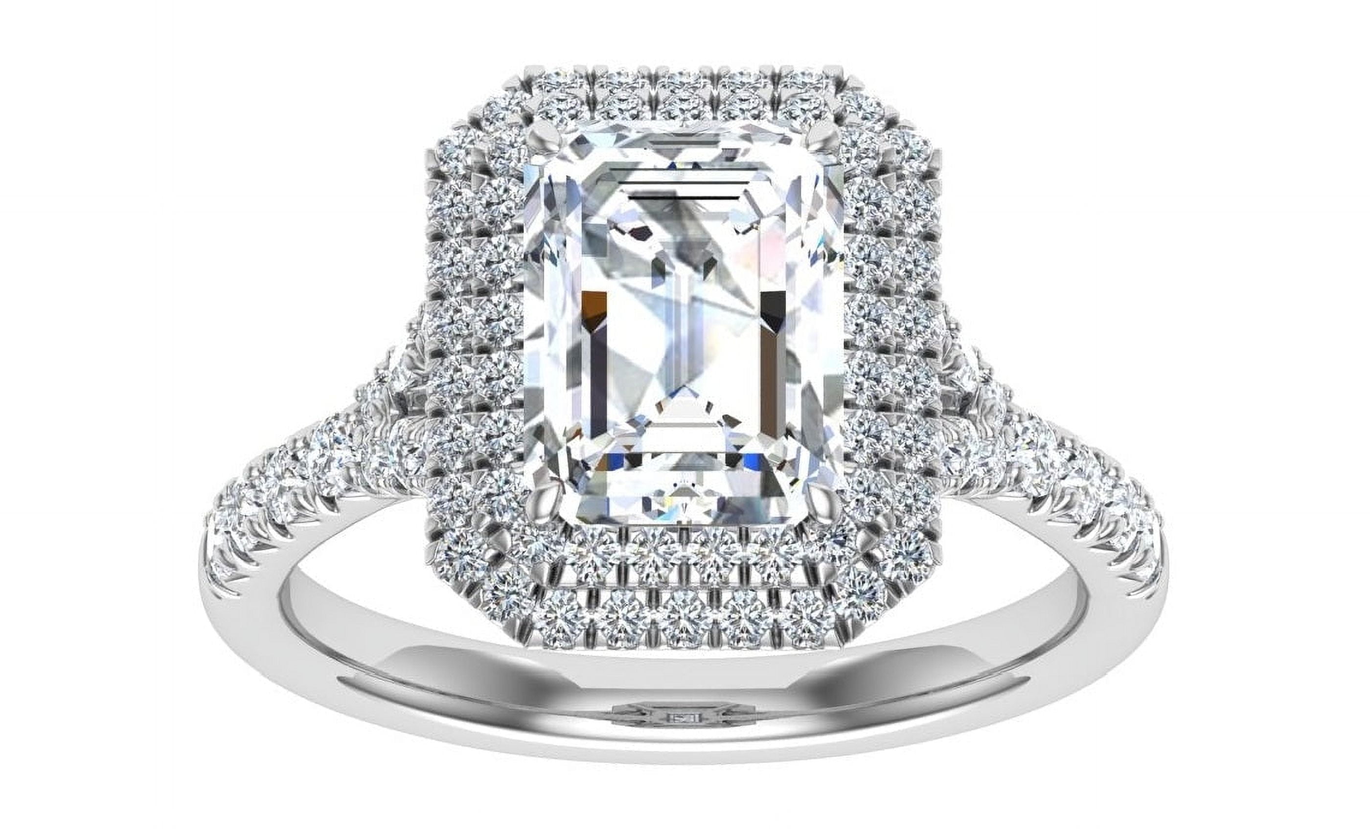 Dash Jewelry 2 Ct Emerald Cut Moissanite Ring - 14K White Gold Plated ...