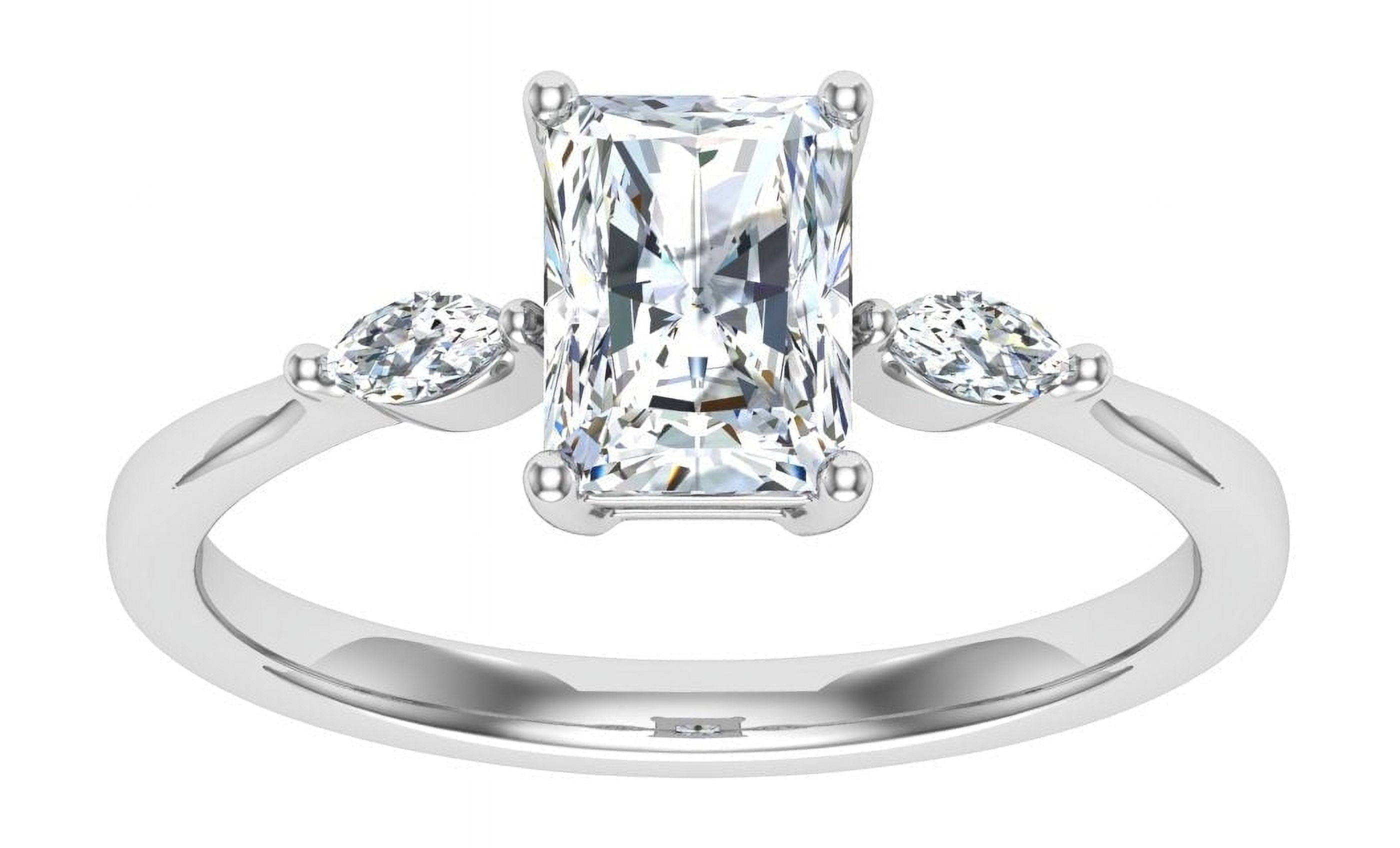 Dash Jewelry 2 Ct Gorgeous Radiant Cut Moissanite Solitaire Ring - 14K White Gold Plated Three ...