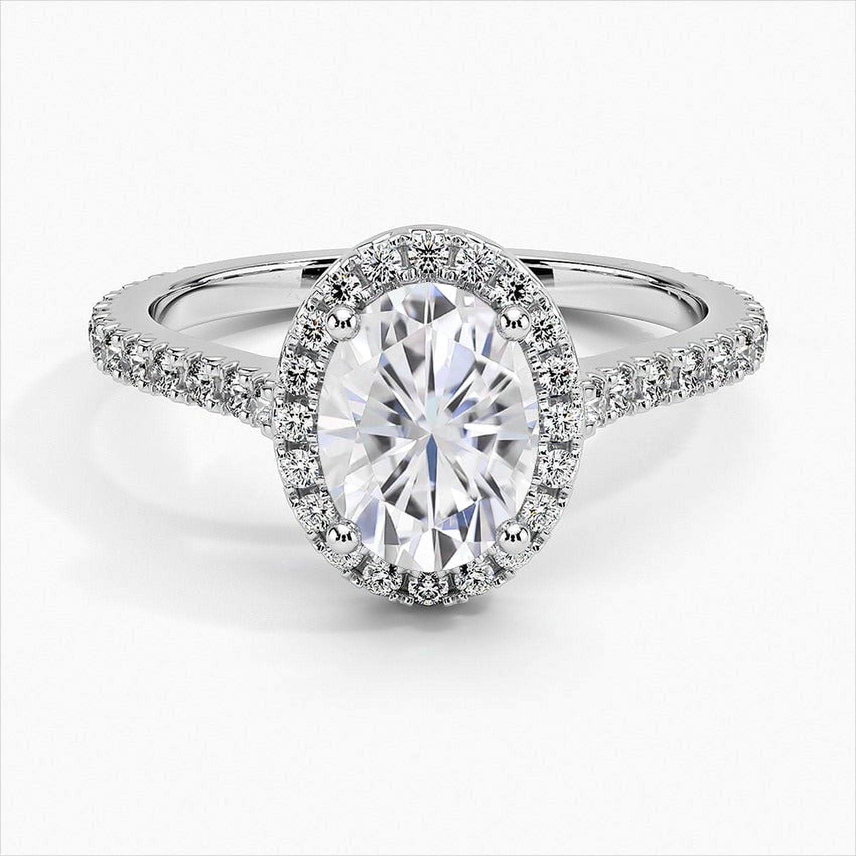 Dash Jewelry 2 Ct Moissanite Ring - 14K White Gold Plated Oval Cut Halo ...