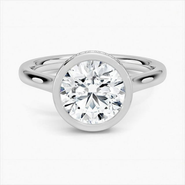 Dash Jewelry Brilliant 2 Ct Round Cut Moissanite Ring - Stamped 14K Silver Ring - Solitaire ...