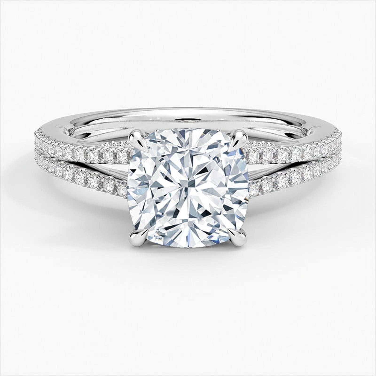 Dash Jewelry Cushion Cut 1.9 Ct VVS1/D Moissanite Ring - 14K White Gold Plated Moissanite Rings ...