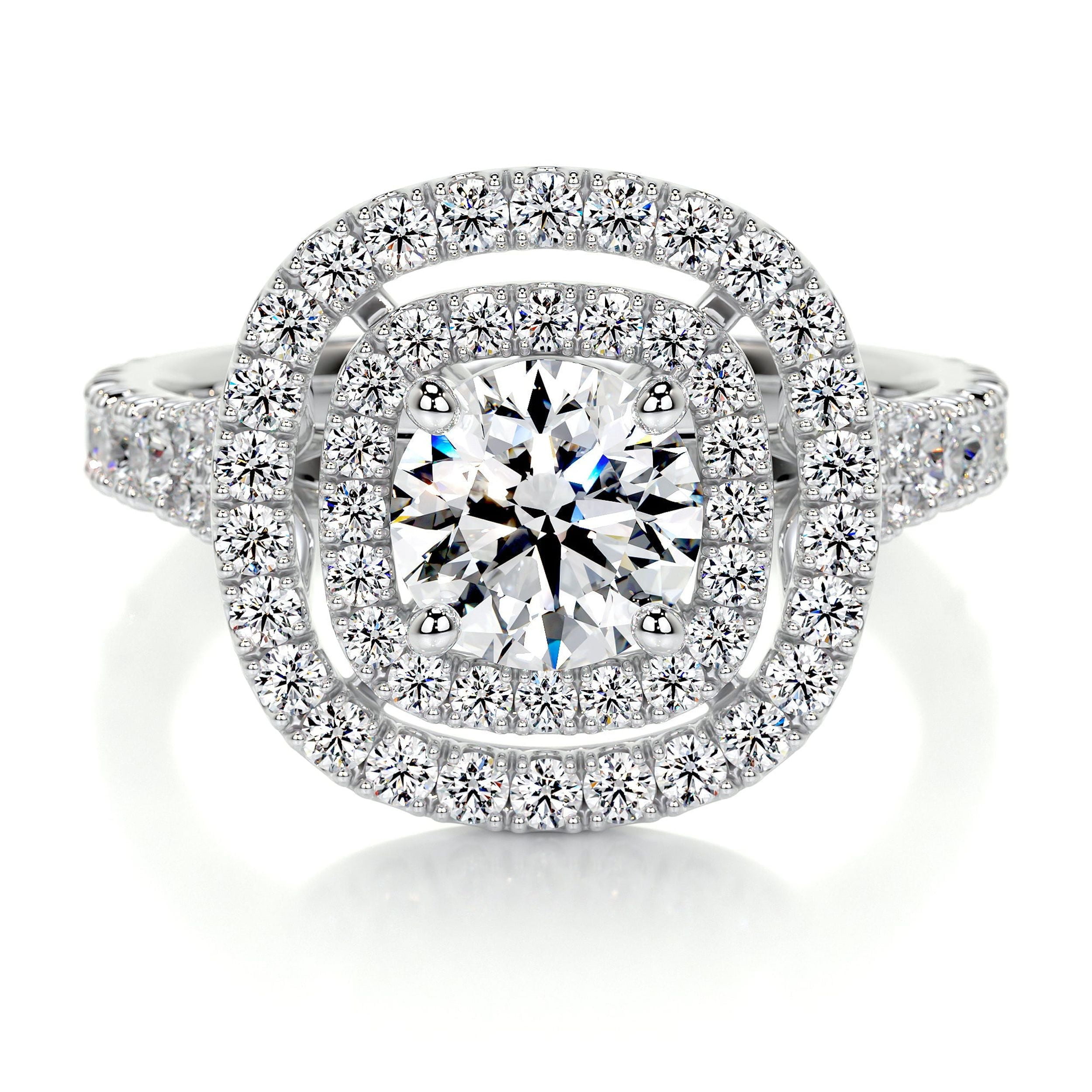 Dash Jewelry Elegant 14K White Gold Plated Round Cut Moissanite Wedding Ring - 1.8 Ct Moissanite ...