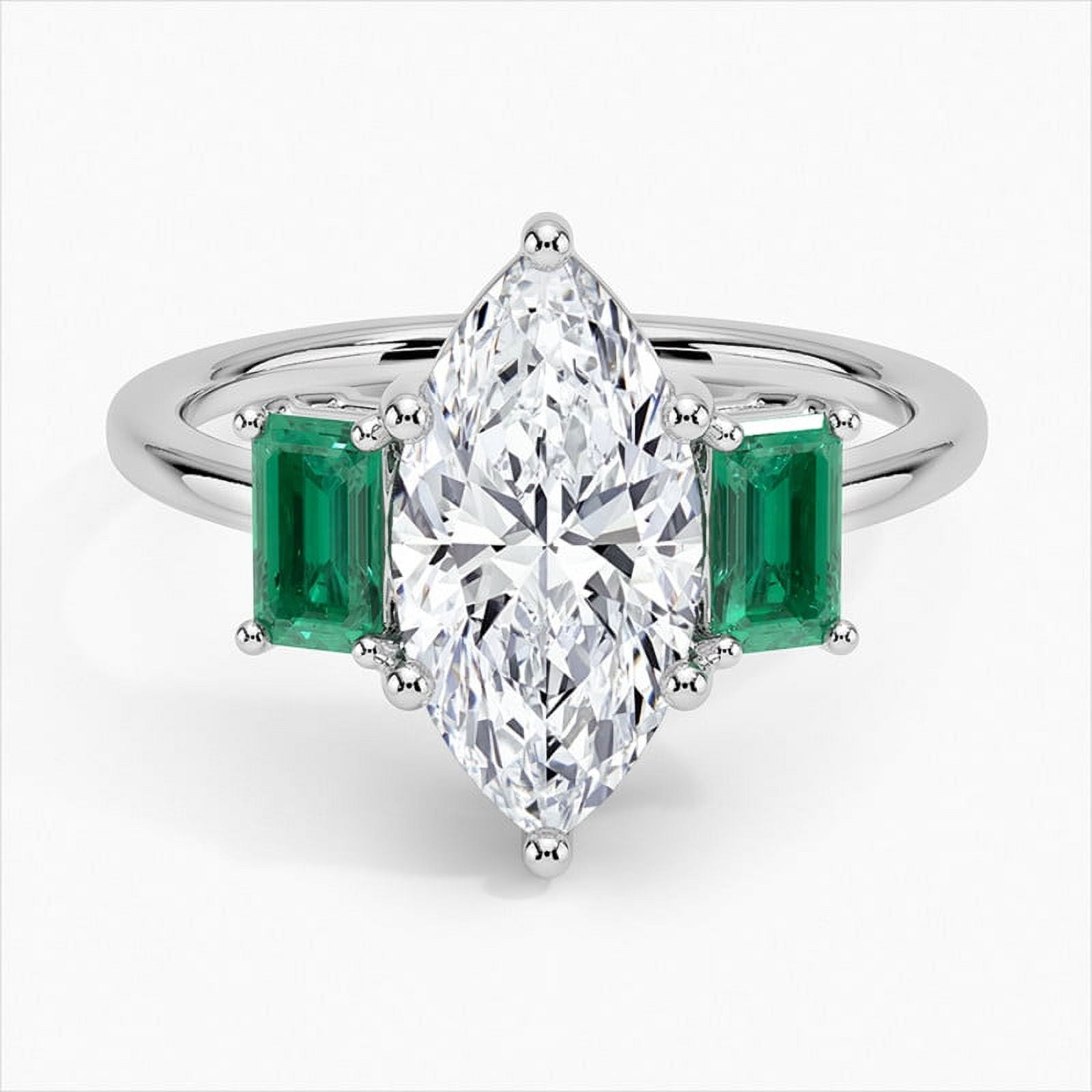 Dash Jewelry Marquise Cut 2.3 Ct Moissanite Anniversary Ring - 14K White Gold Plated Ring for ...