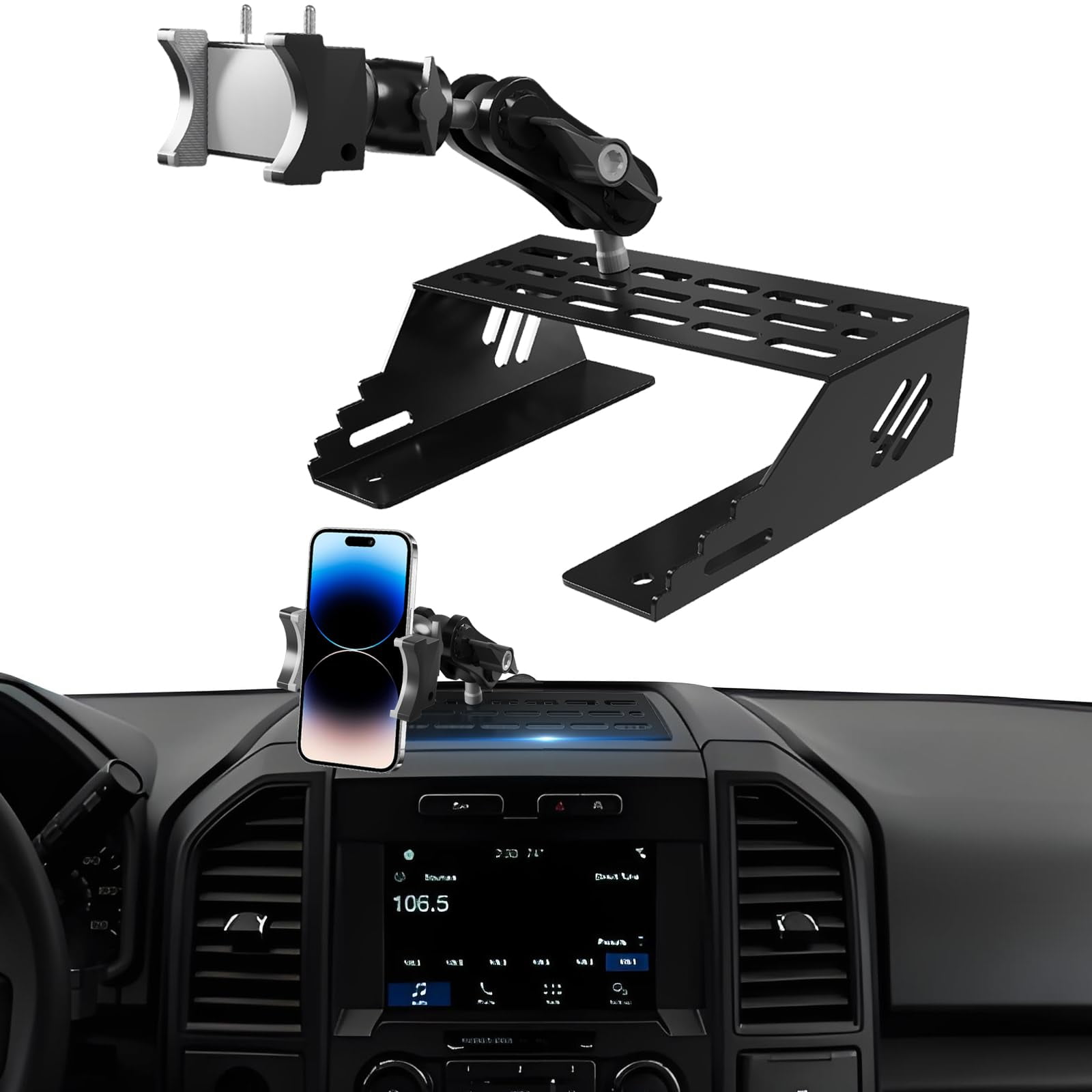360° Adjustment F150 Dash Mount, Full Metal Base No Punching Required ...