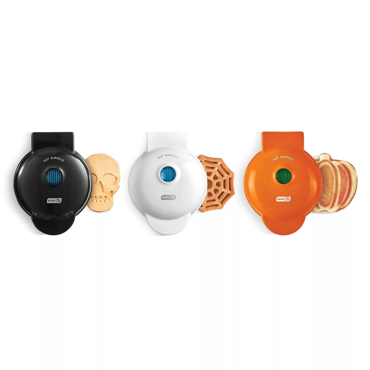Dash Halloween Mini Waffle Maker Set - Pumpkin, Skull, Spider Web ...
