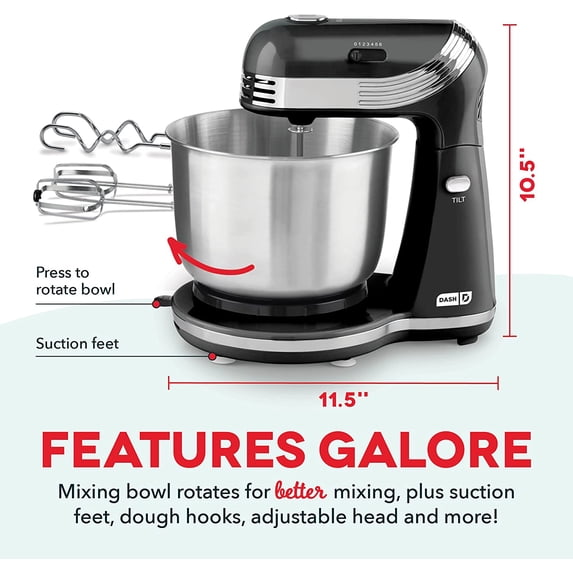 Dash Stand Mixer (Electric Mixer for Everyday Use): 6 Speed Stand Mixer ...