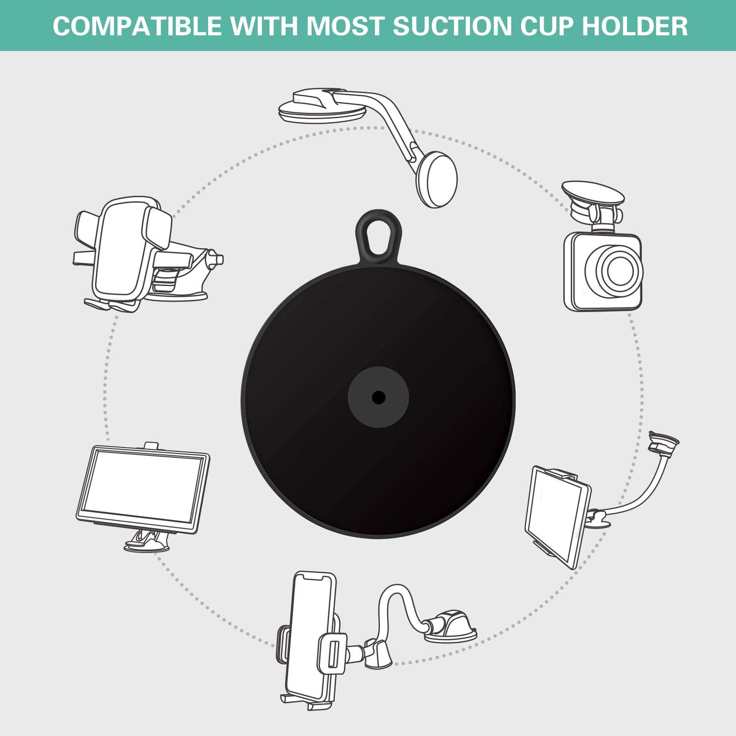 Dash Suction Cup Mounting Disk: 95mm Car Mount Adhesive Dashboard Pad ...