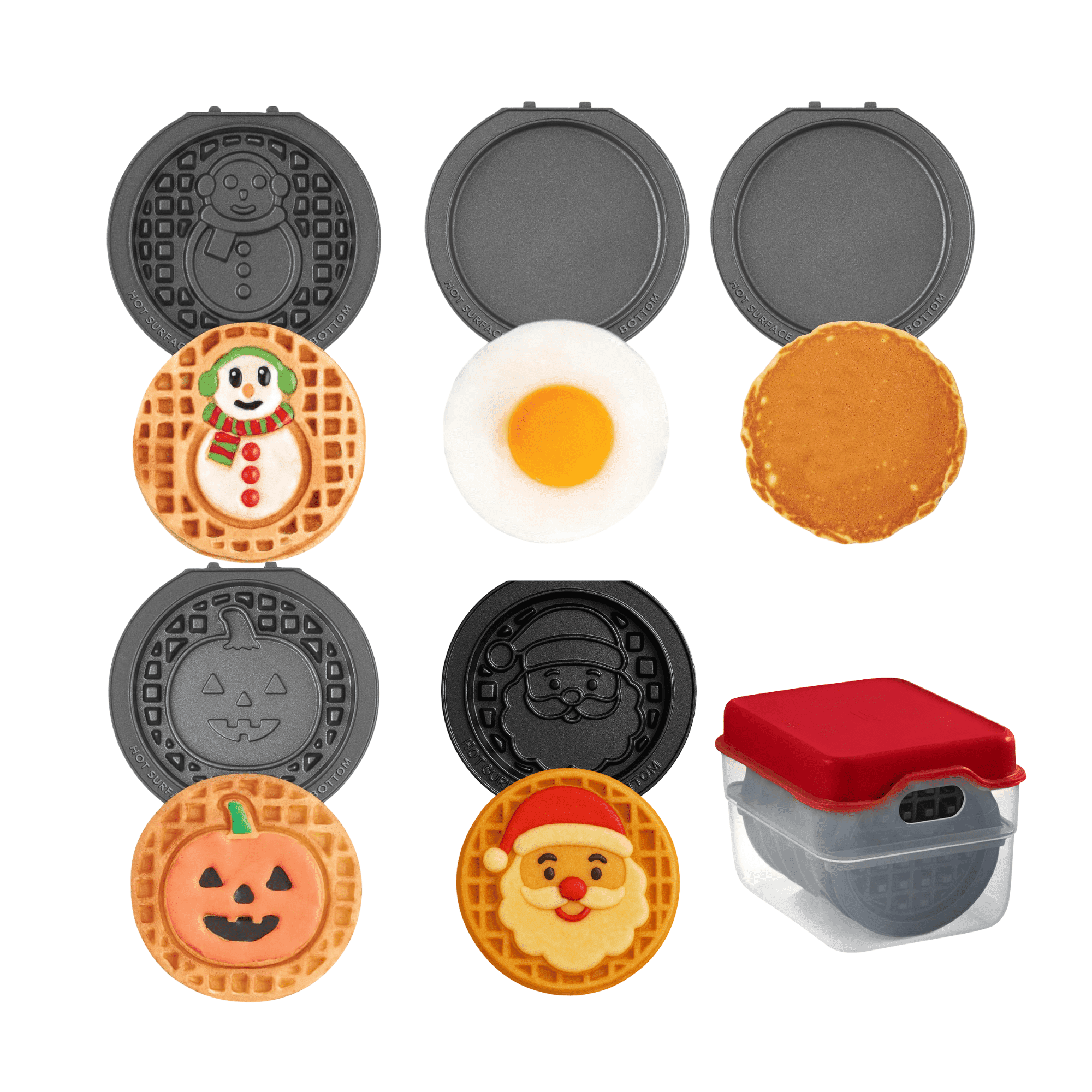 Dash Waffle Maker Plates Bundle – 5 Plates (1 Snowman, 1 Jack-O ...