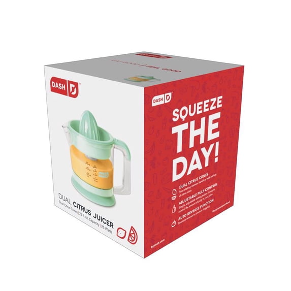 Dash Go Electric Dual Citrus Juicer for Large and Small Fruits, 1 Quart ...