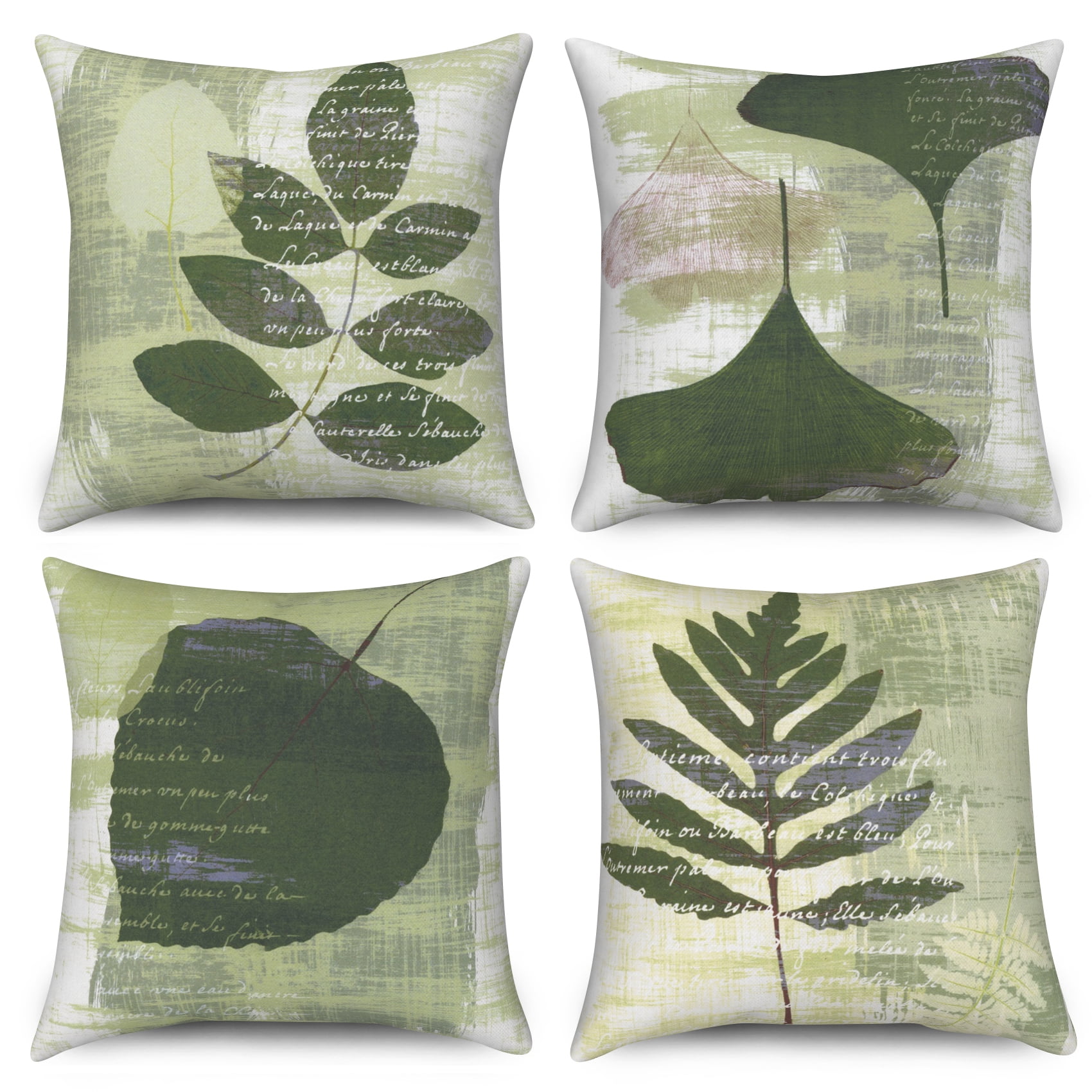 Dashan Green Leaf Throw Pillow Covers 18x18 Set of 4,Spring Summer ...