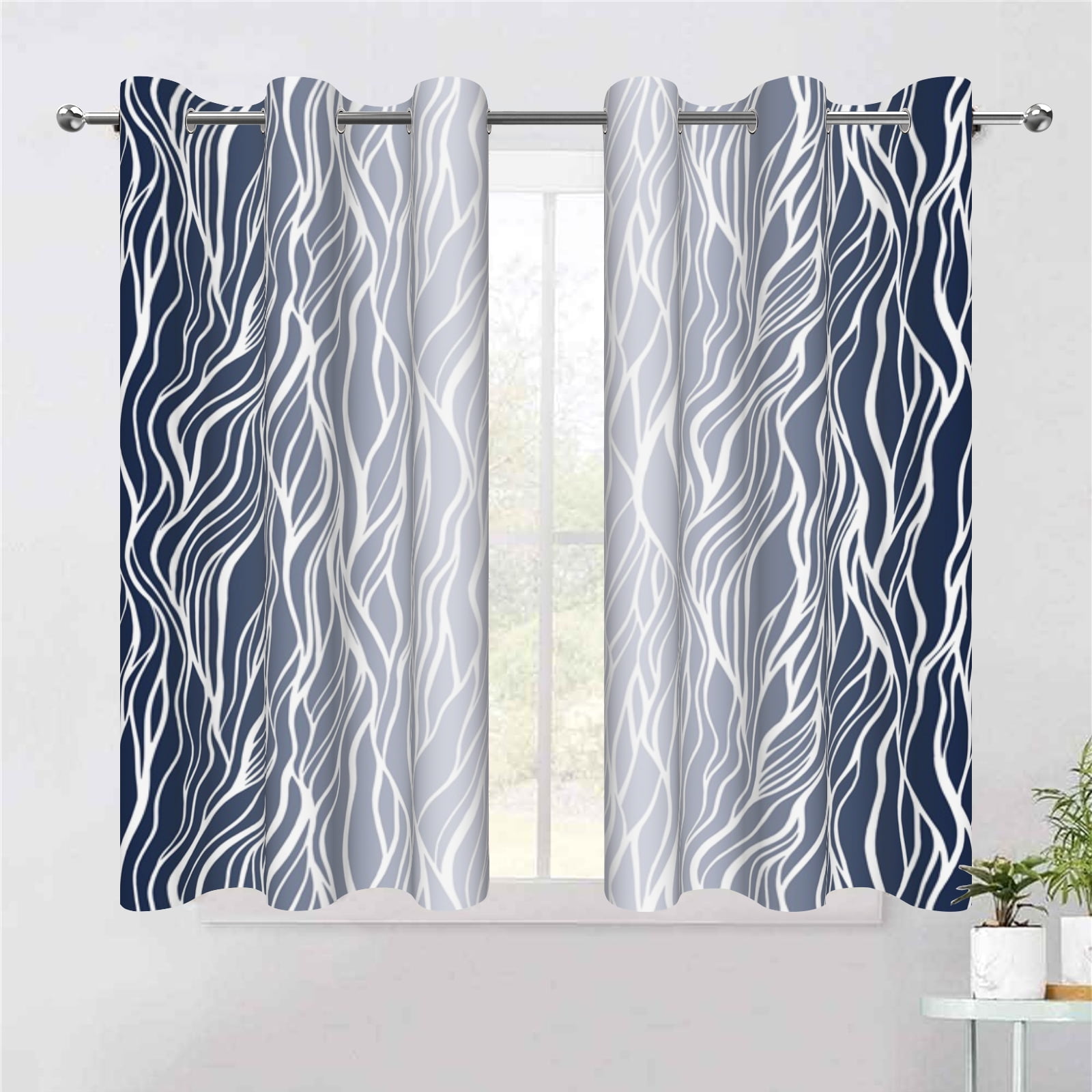Dashan Navy Blue Gradient Blackout Curtains for Bedroom Living Room ...