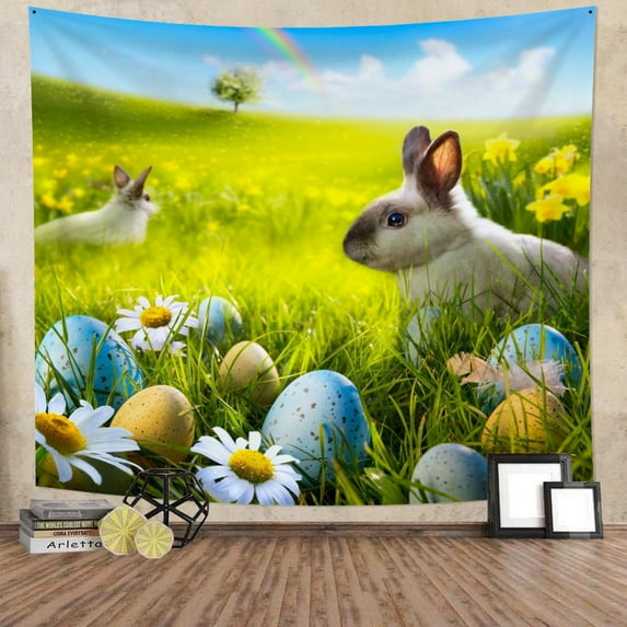 Dashan Spring Easter Tapestry Wall Hanging,Cute Bunny Rabbits Backdrop ...
