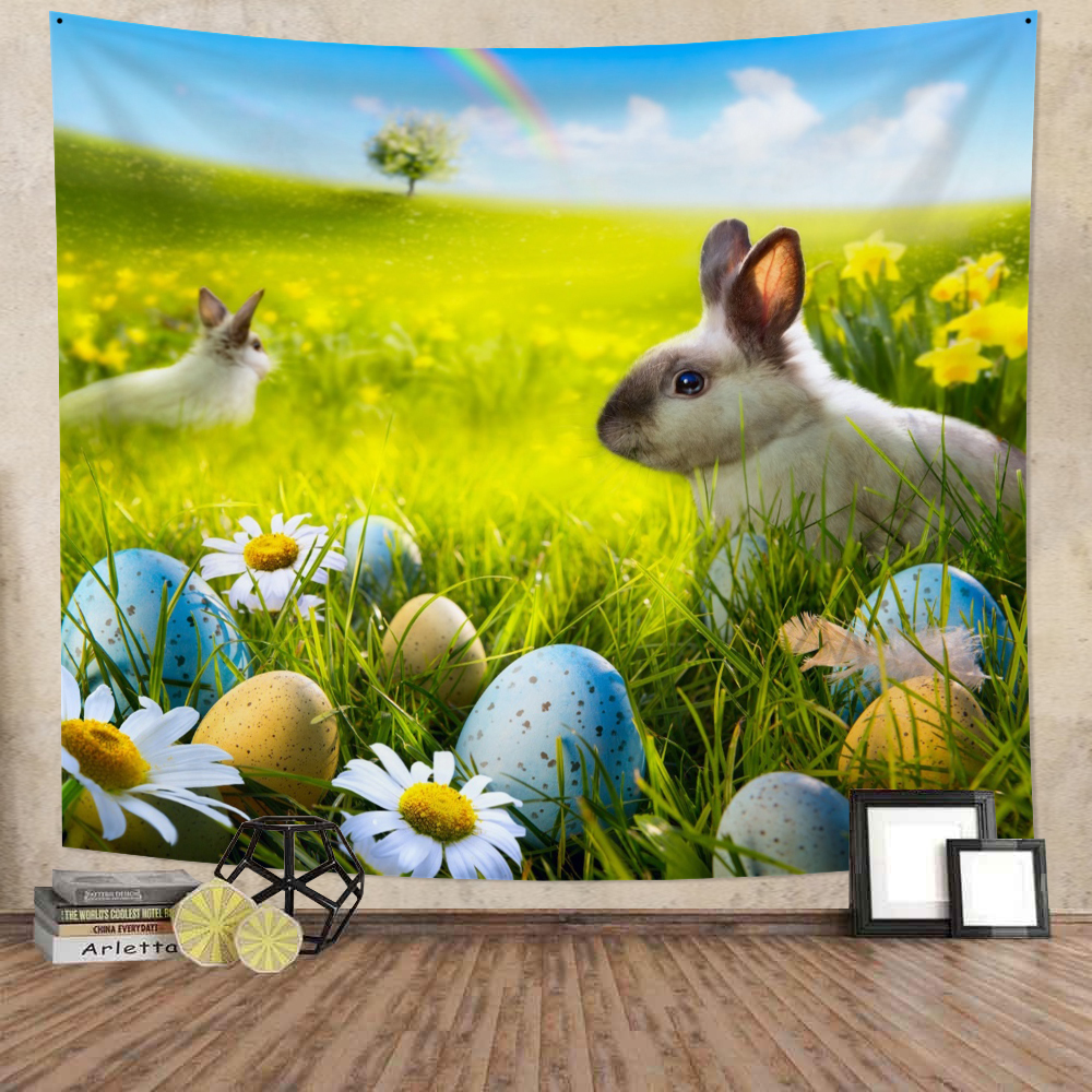 Dashan Spring Easter Tapestry Wall Hanging Cute Bunny Rabbits