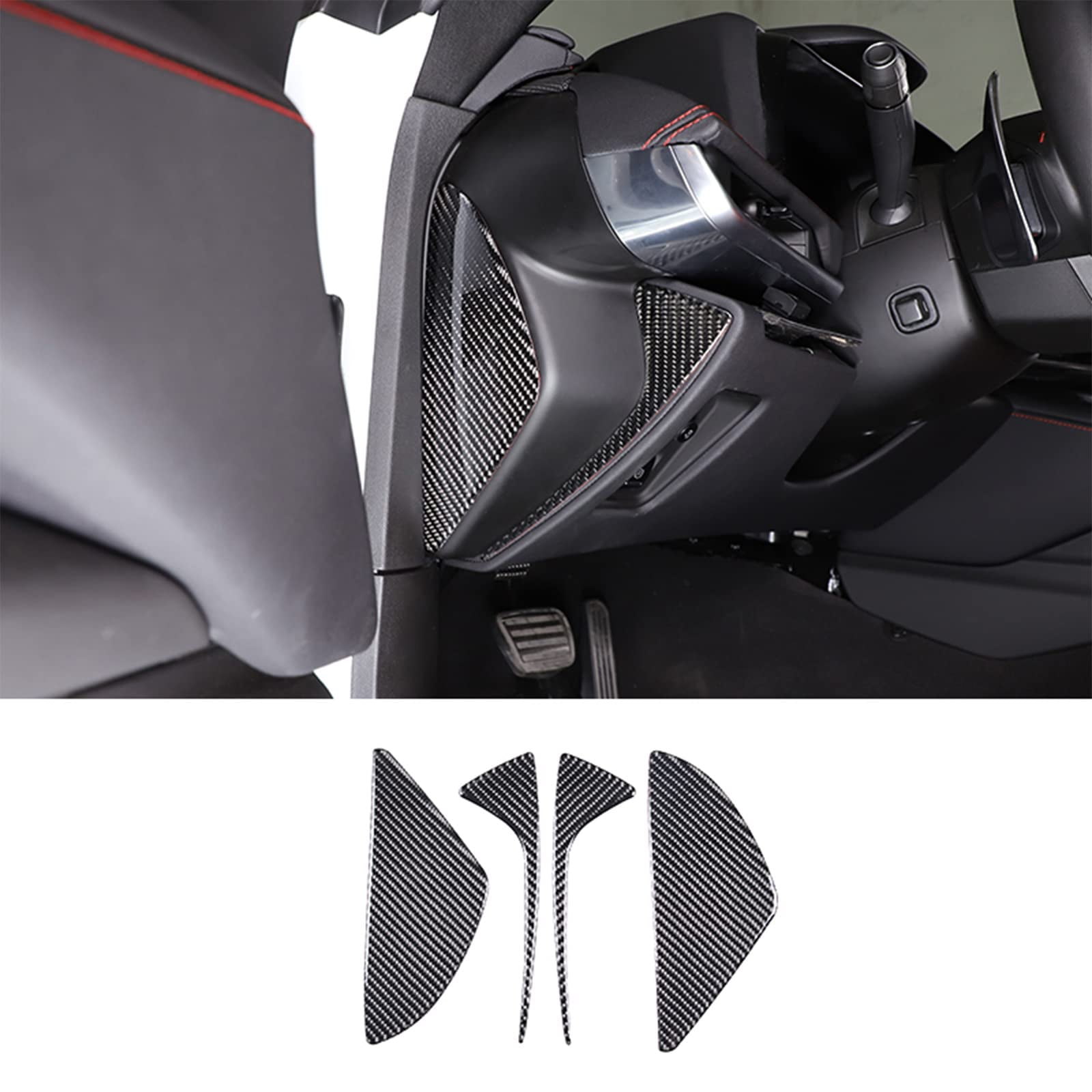 Dashboard Side Panel Sticker Trim Soft Carbon Fiber Sticker 4PCS ...
