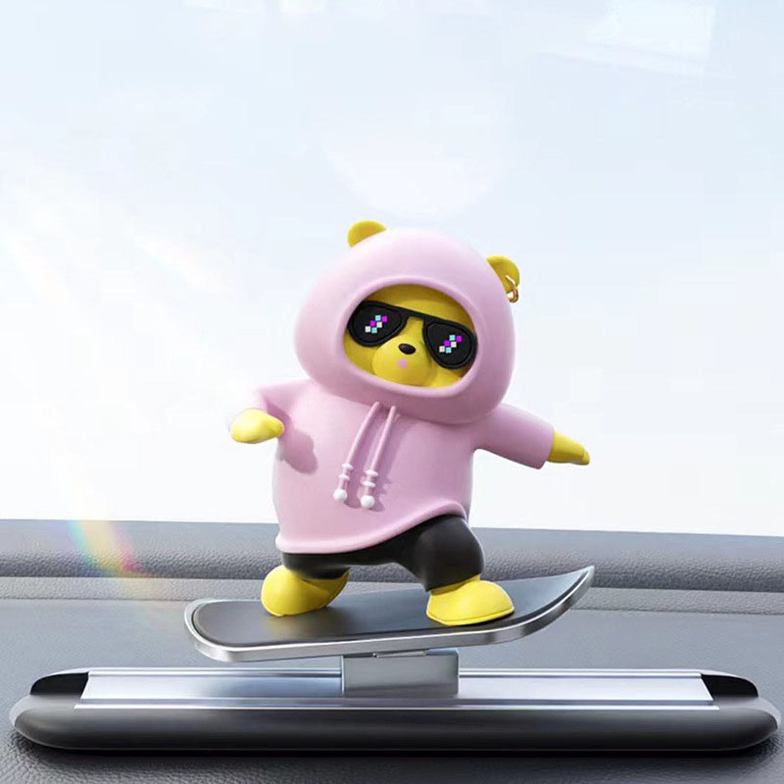 Dashboard Sliding Skateboard Bear Ornaments for Car, Funny Skater Bear ...