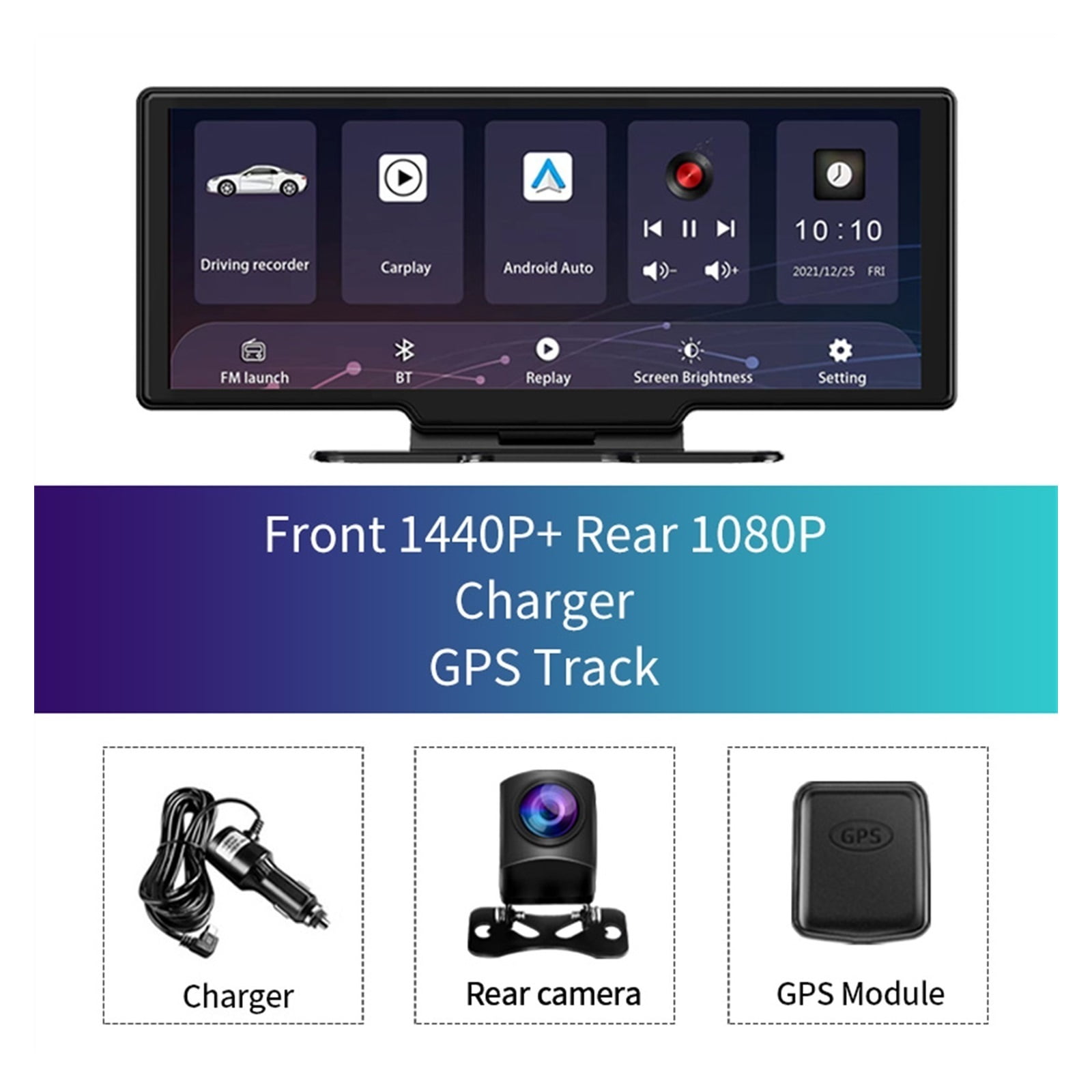 Dashcam Recorder 4K Wireless Carplay & Auto Dashboard Camera Video DVR ...