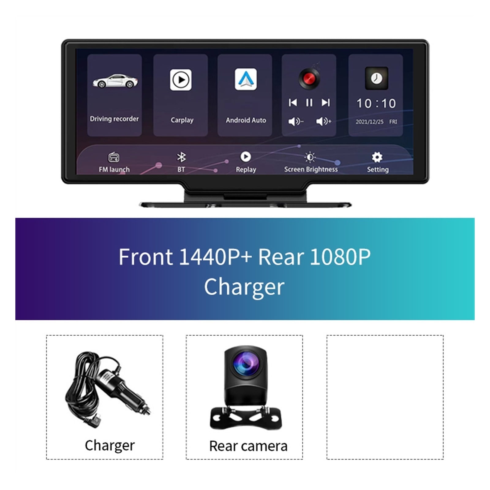 Dashcam Recorder 4K Wireless Carplay & Auto Dashboard Camera Video DVR ...