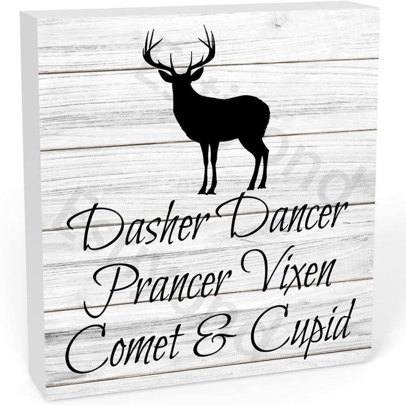 Dasher Dancer Prancer Reindeer Colorful Inspirational Wooden Box Sign ...