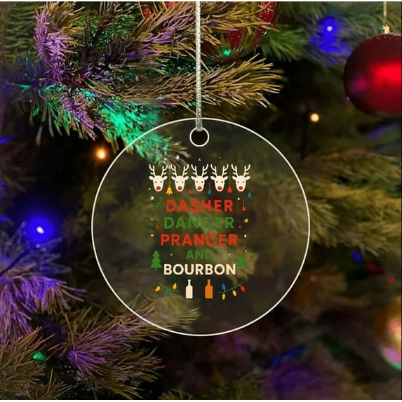 Dasher Dancer Prancer Santa Ornament, Home Decoration, Circle Acrylic ...