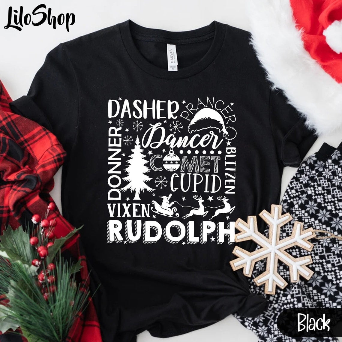 Dasher Dancer Prancer Vixen Shirt, Winter Holiday Comet Cupid Shirt ...