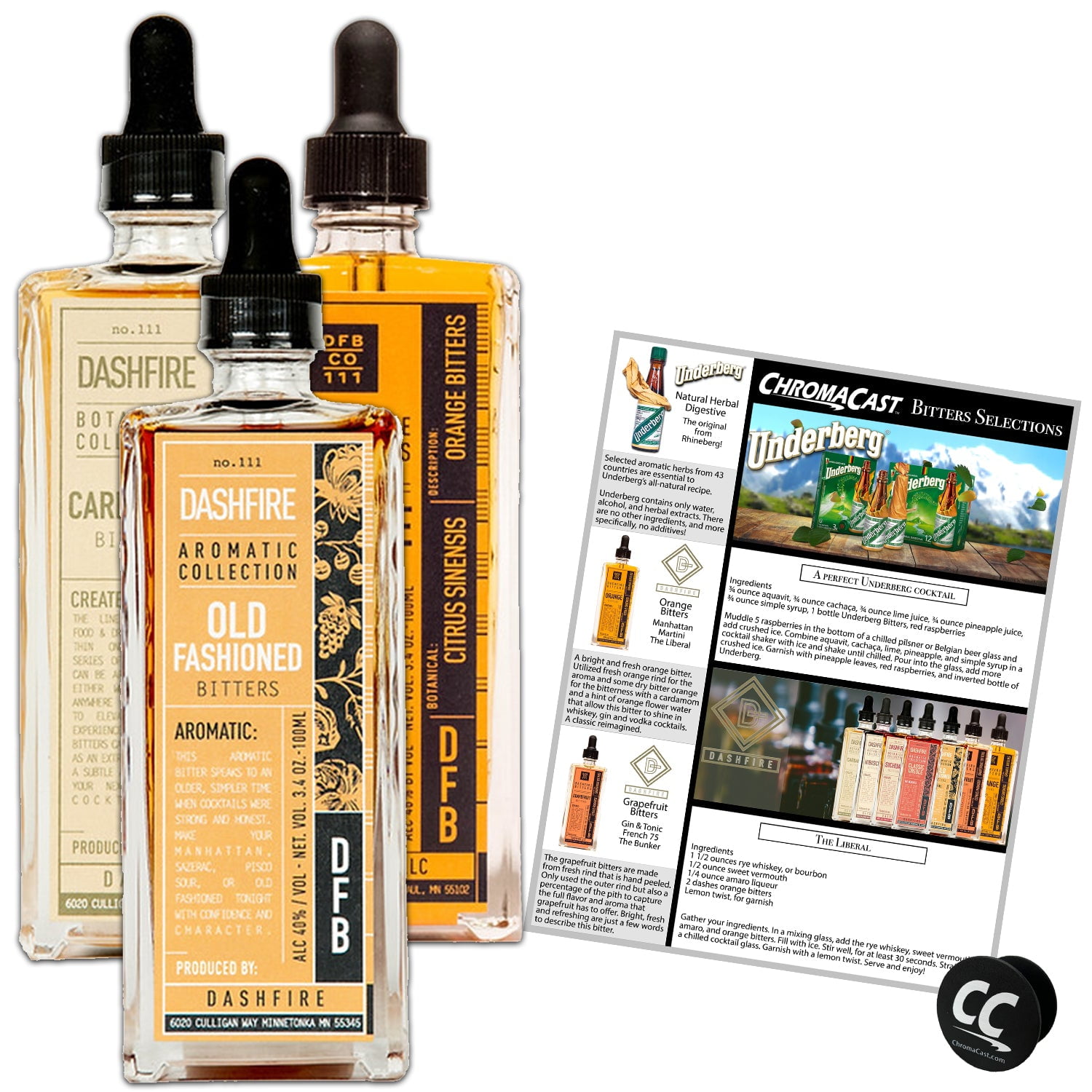 Dashfire Bitters for the Perfect Old Fashion Cocktail, 3pk - Orange, Old Fashioned, and Cardamom ...