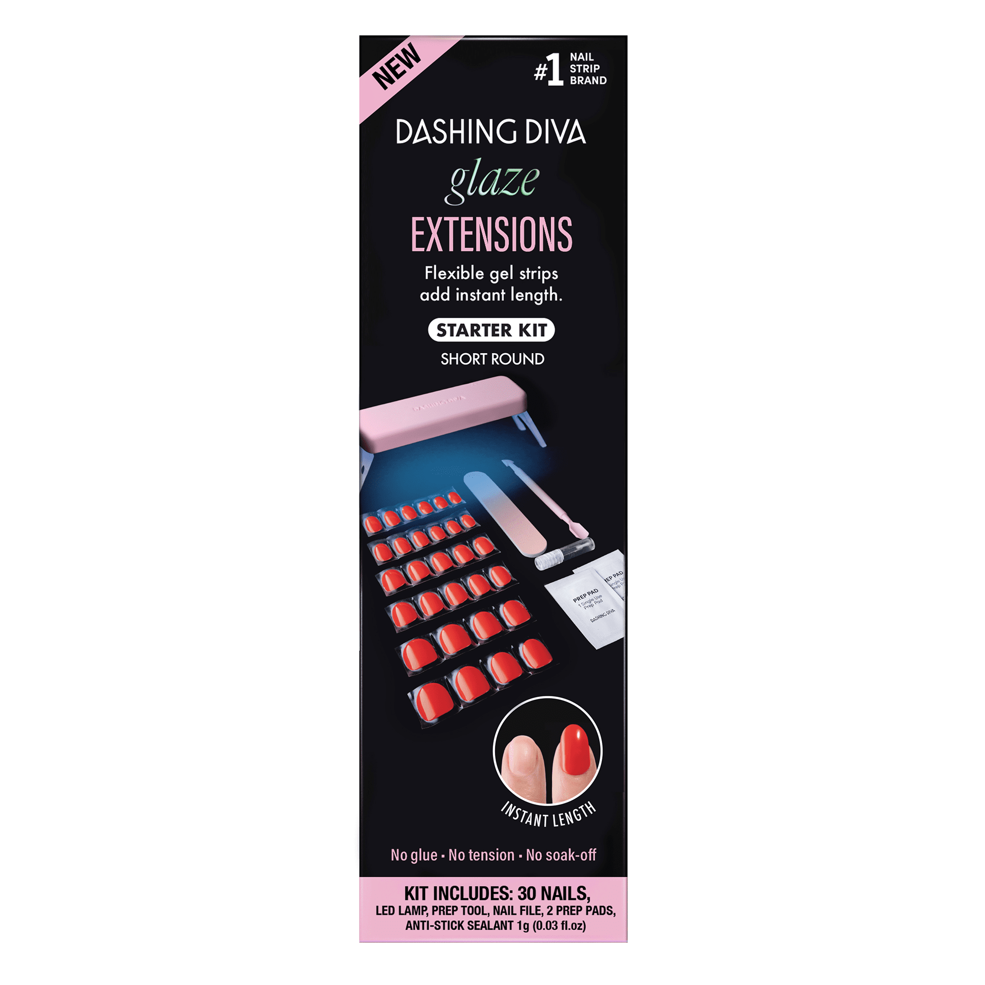 Dashing Diva GLAZE EXTENSIONS Starter Kit in Power, Short Round, Semi ...