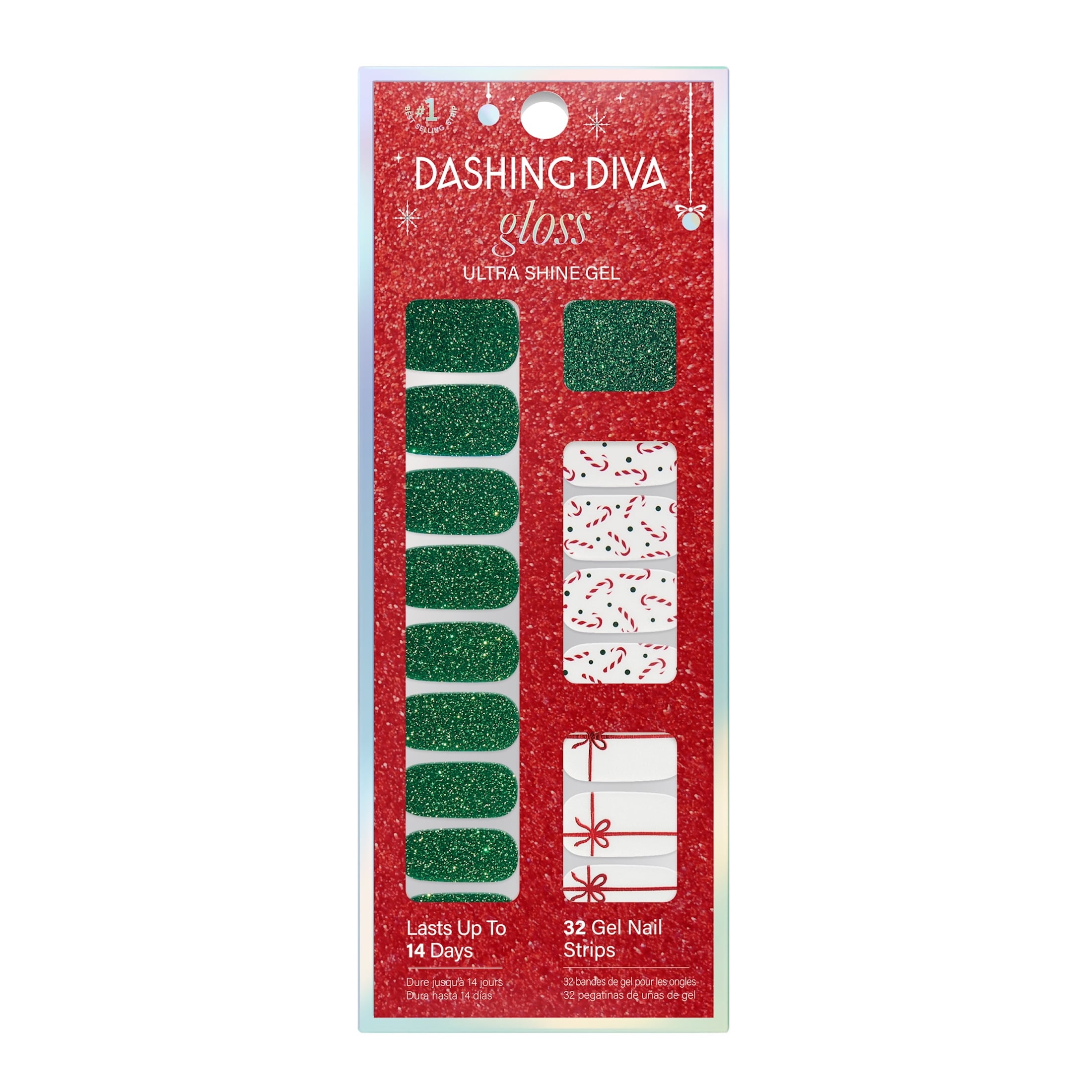 Dashing Diva GLOSS, Gel Nail Polish Strips, Big Red Bow, Includes 32 ...